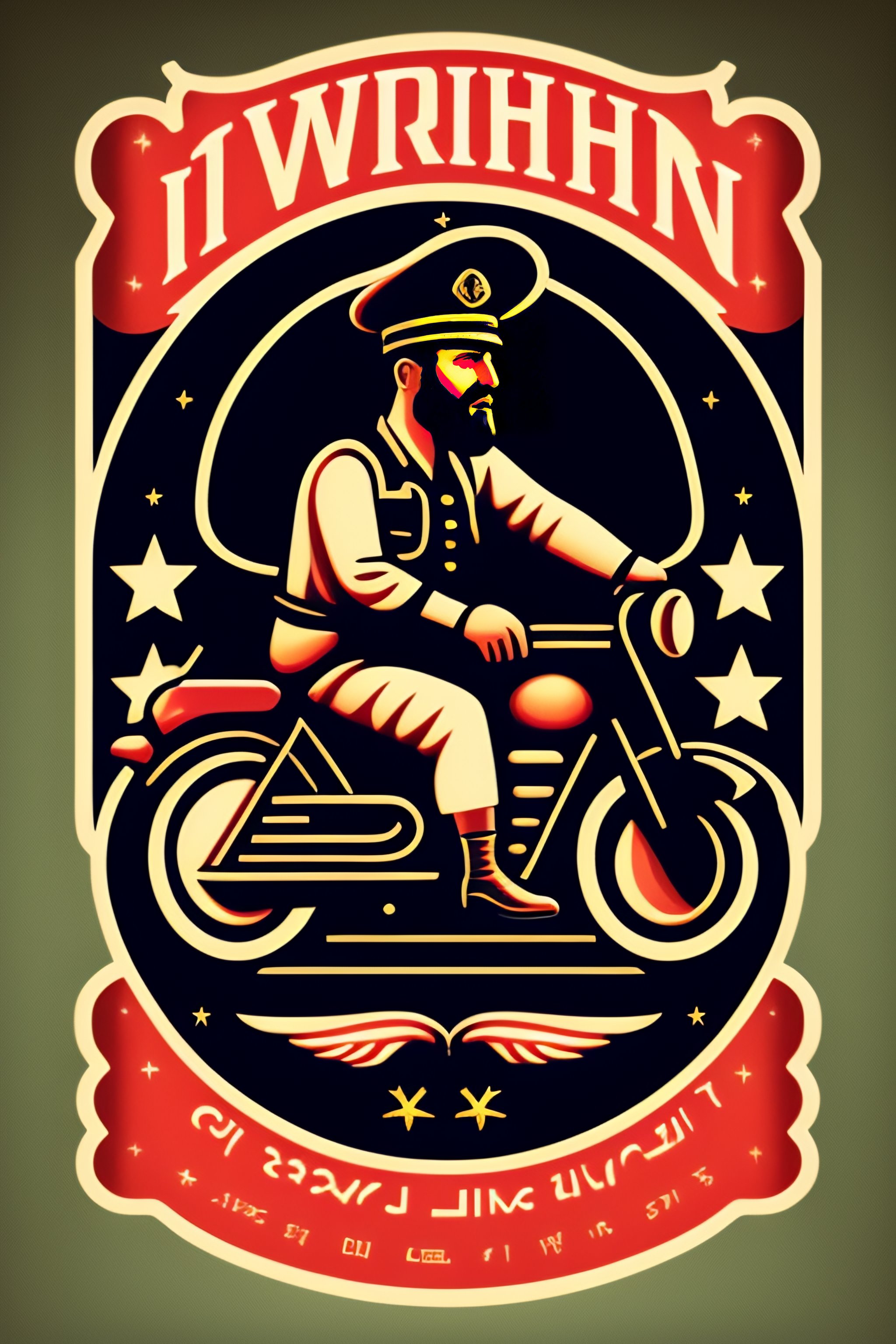 Lexica - Logo for a Jewish motorcycle club with a man riding a motorcycle