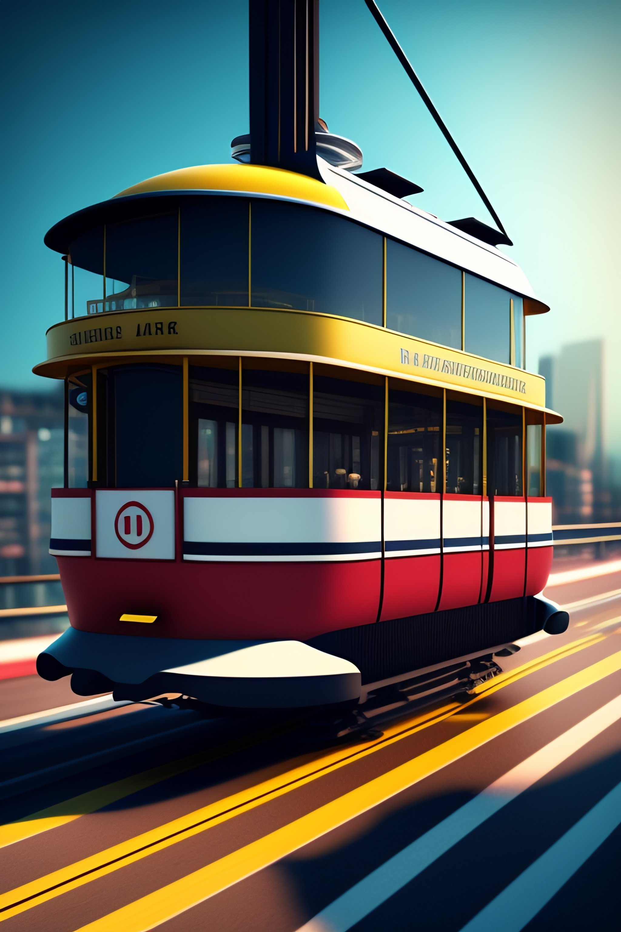 Lexica - Modern cable car hanging above the road in a city, 4K, octane ...