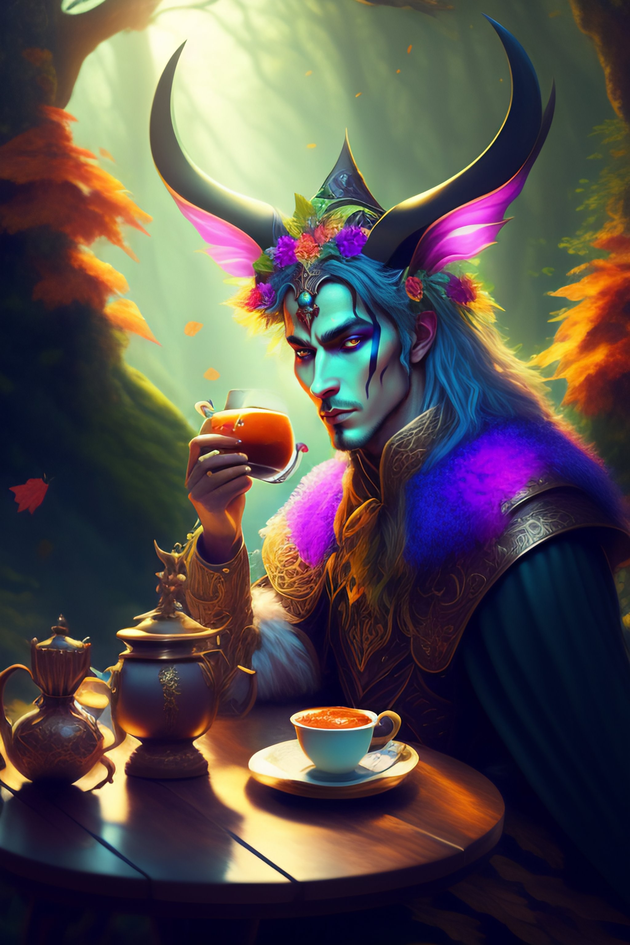 Lexica - Oberon, King of the Fae drinking tea with Grimm Reaper at the ...