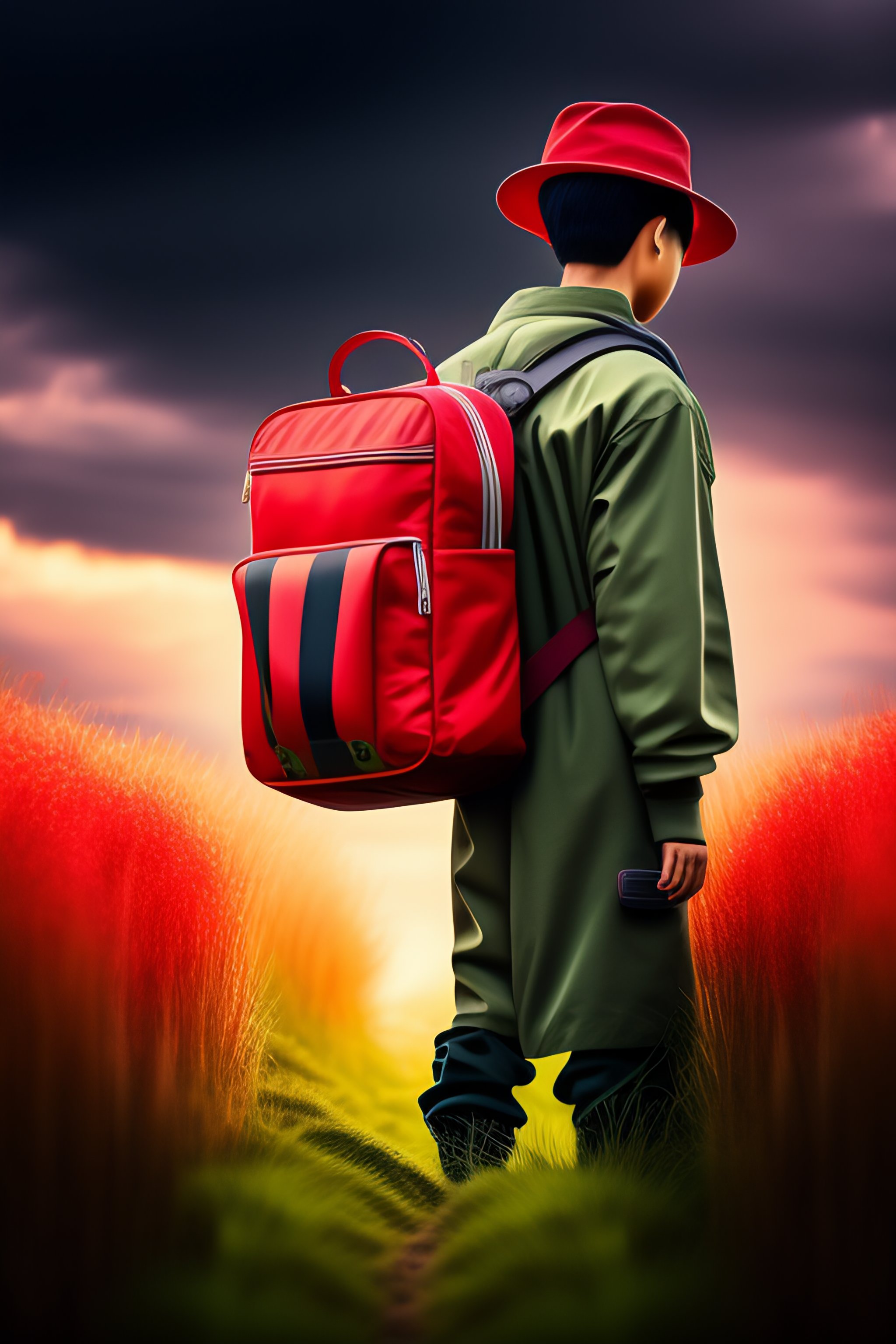 Lexica - Small humanoid in the tall grass, wearing a red pointed hat ...