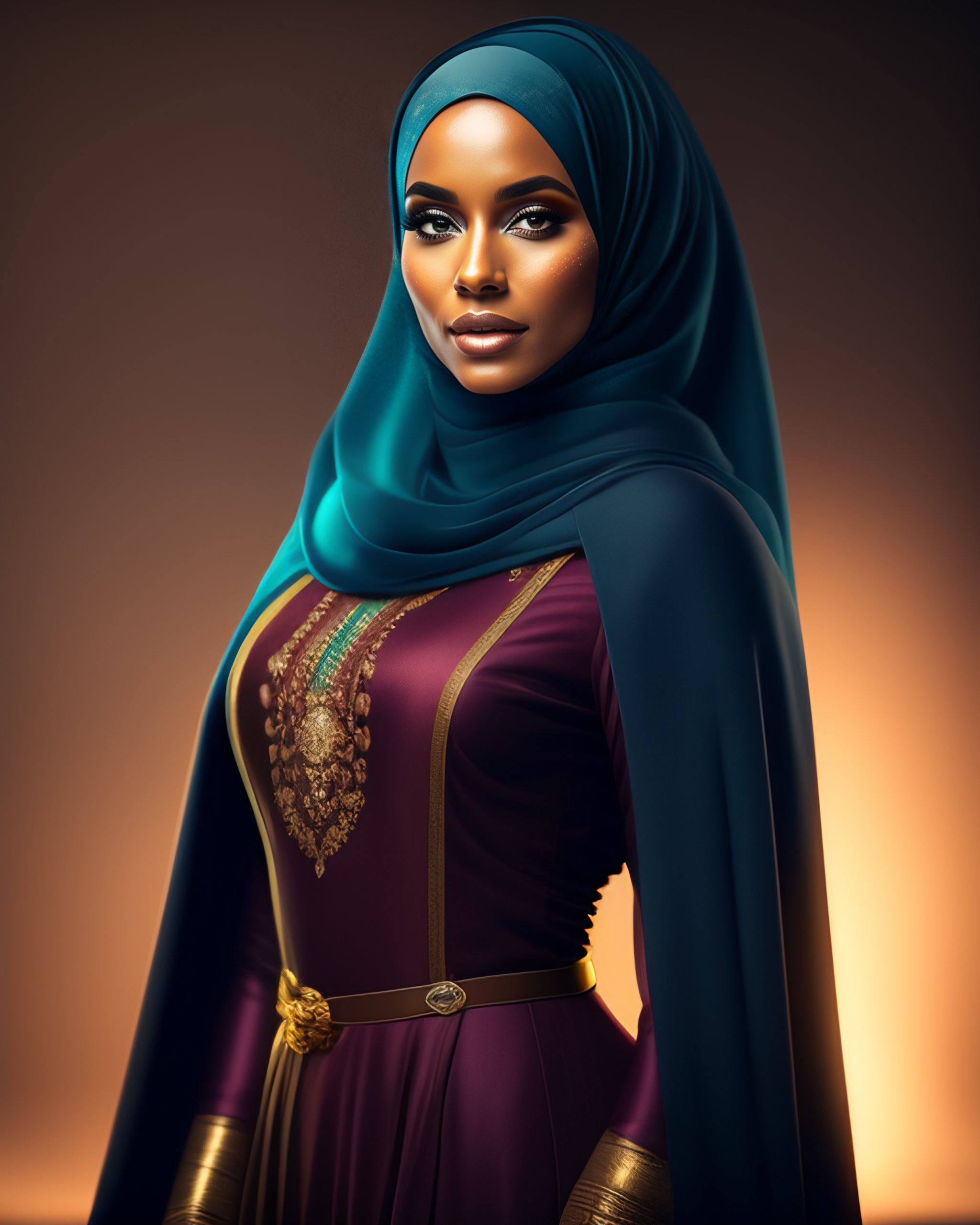 Lexica - A full body beautiful woman with oil body wearing hijab ...