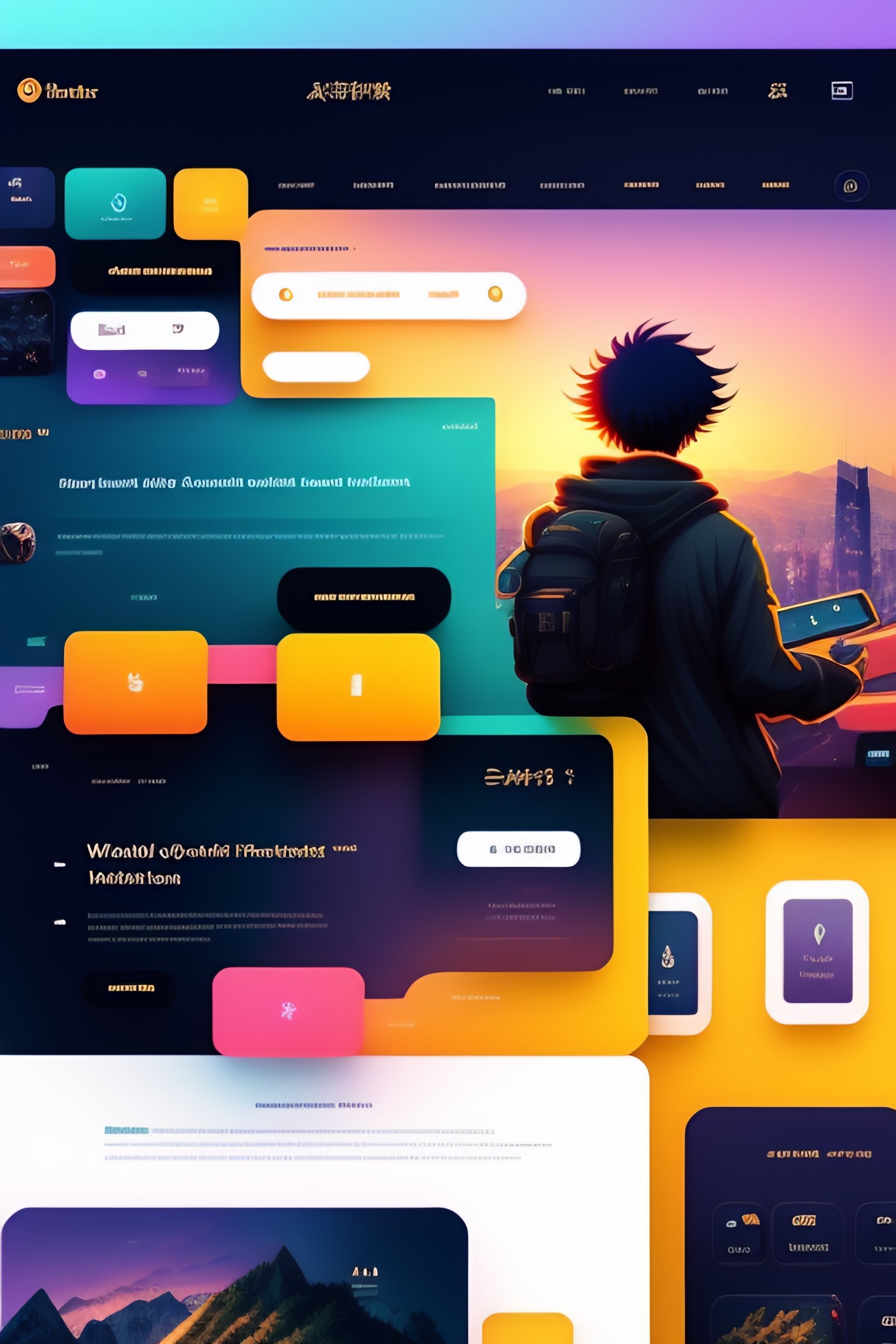 Lexica - Web ui anime art UX components high detailed