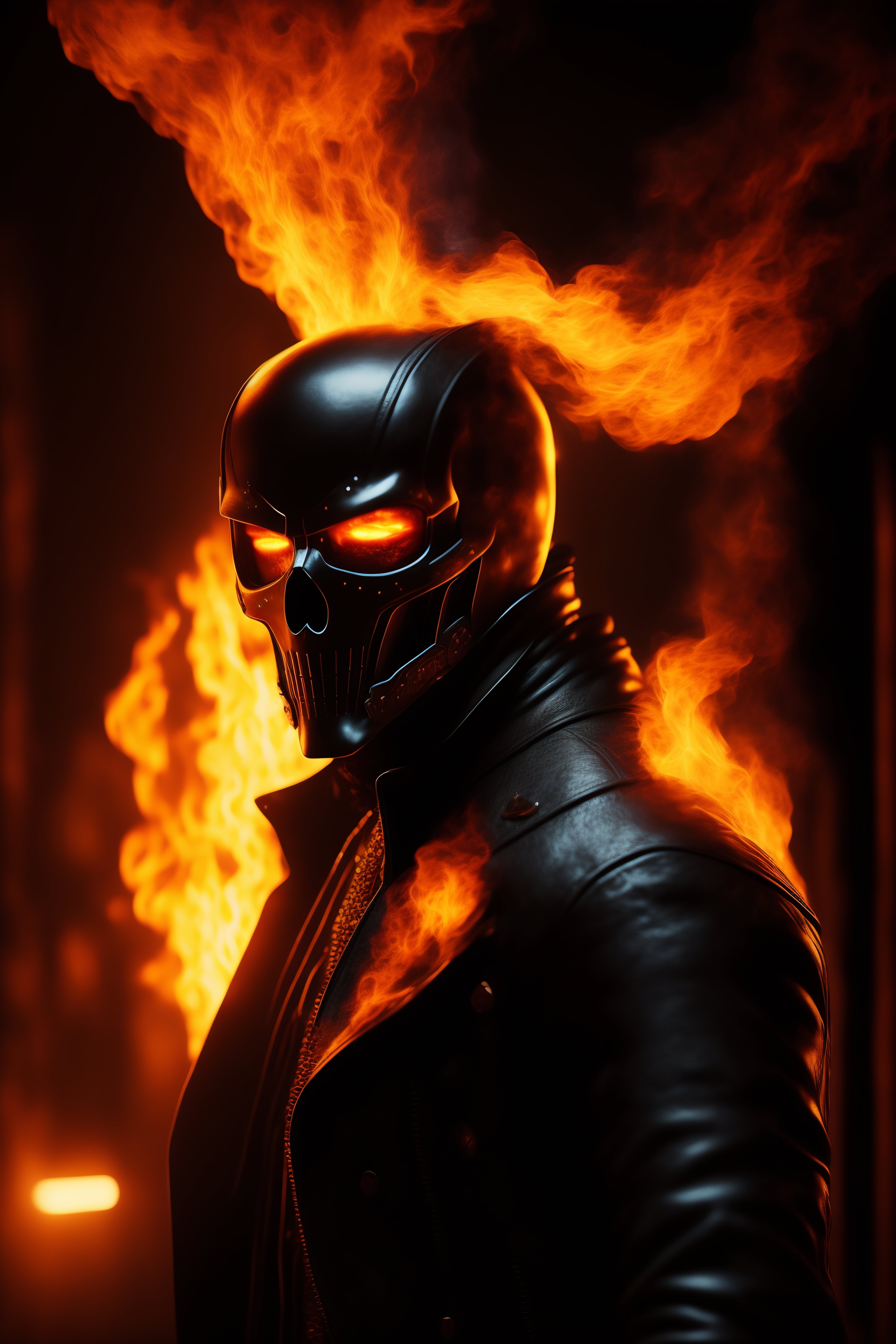 Lexica - Ghost Rider in a dark alley, cinematic lighting, digital art ...