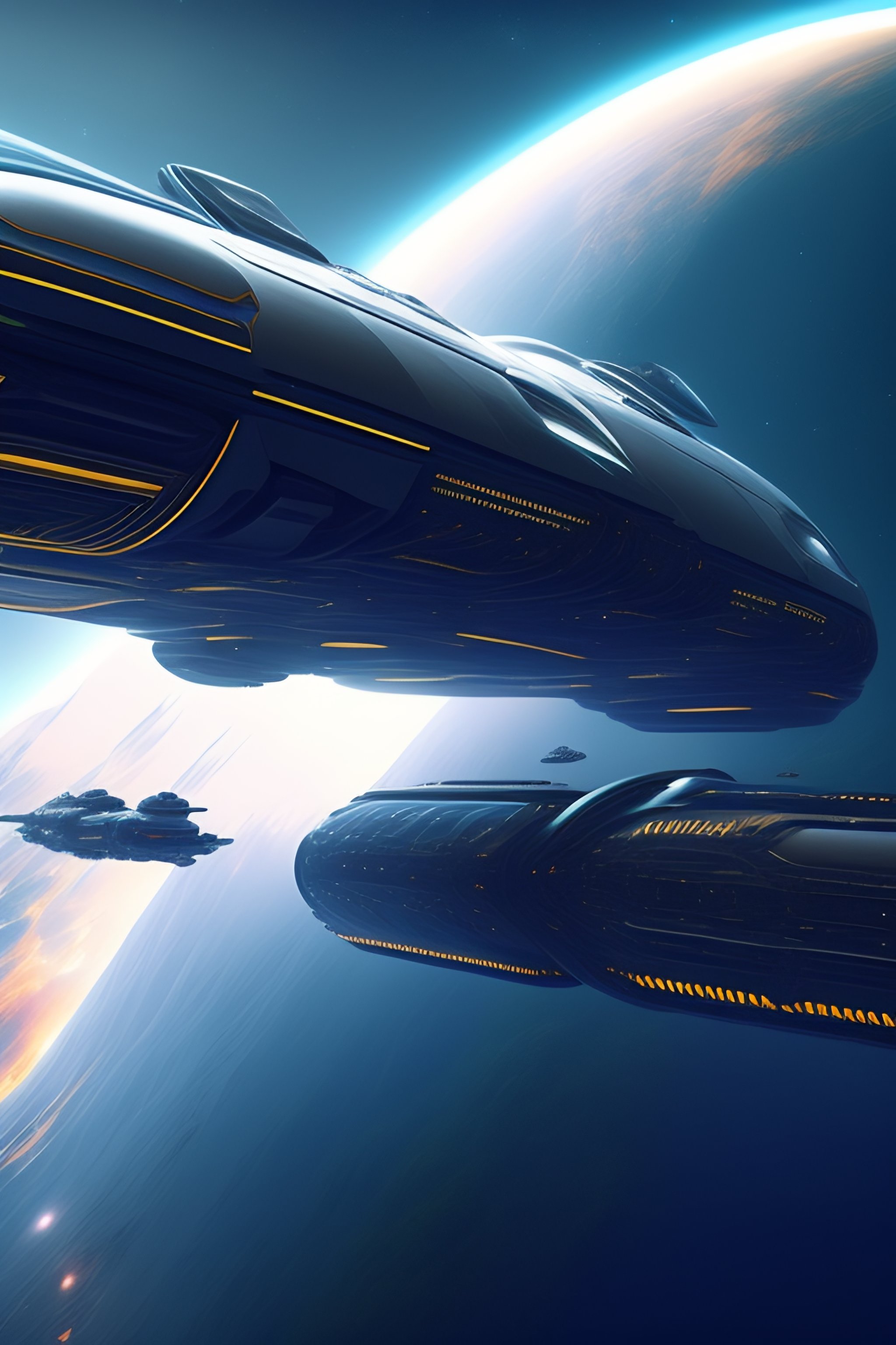 Lexica - Futuristic, high-tech, interstellar spaceship, holographic, cybernetic, robots, laser ...