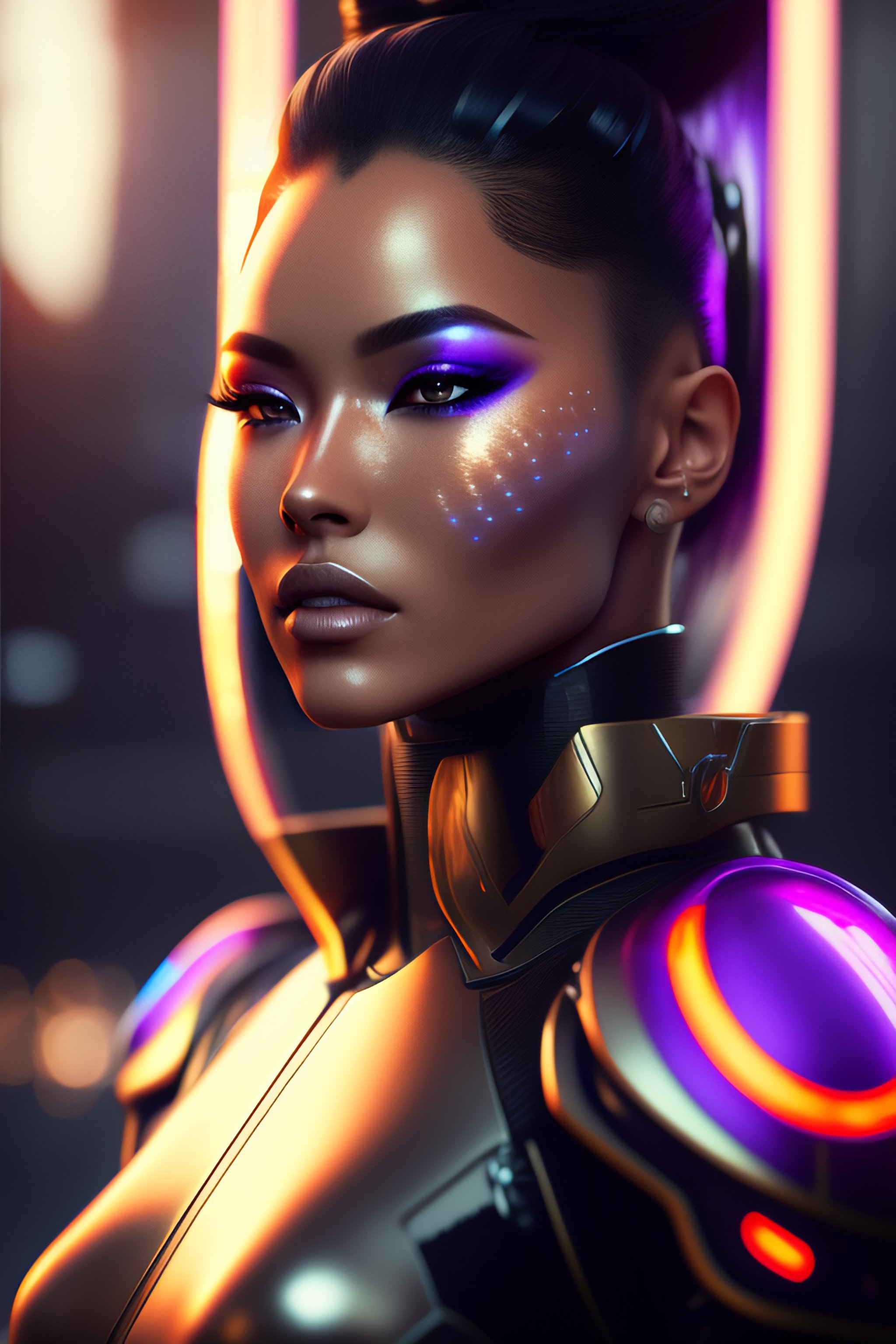 Lexica - Beautiful female cyborg wearing futuristic cyberpunk fashion ...