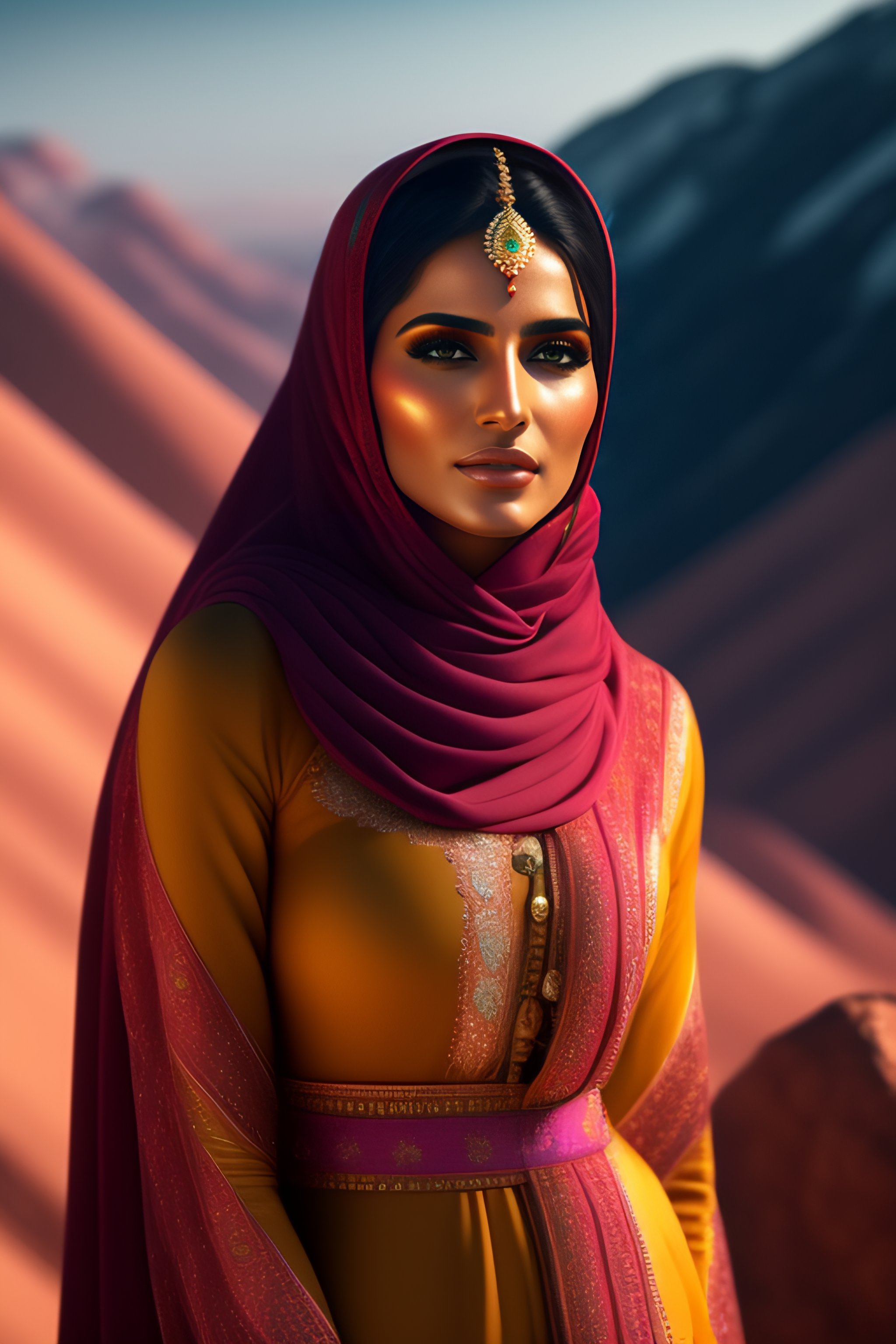 Lexica - Pakistani woman, wearing modern western clothes, on mountain ...