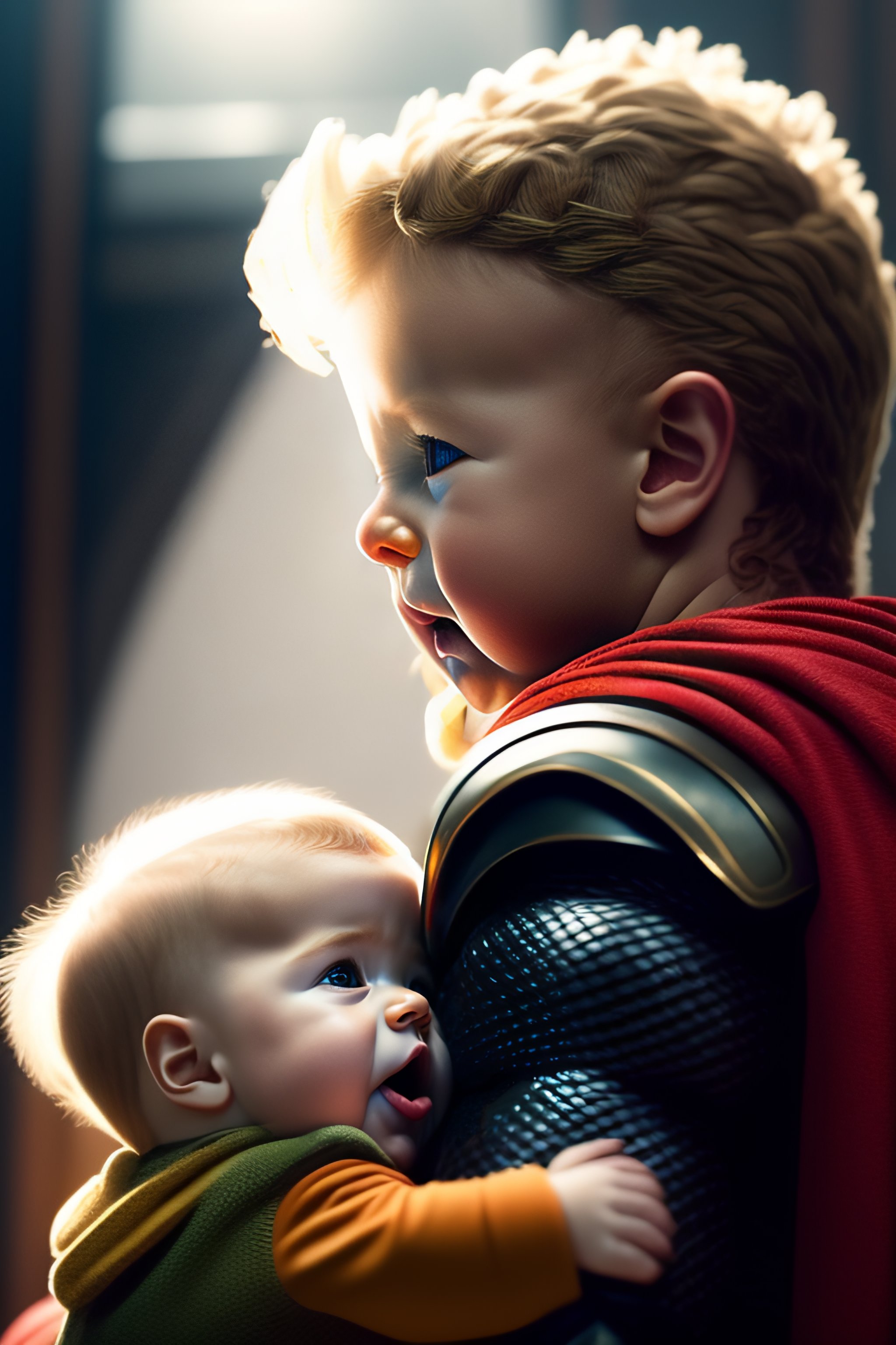 Lexica - Baby Thor fighting with groot