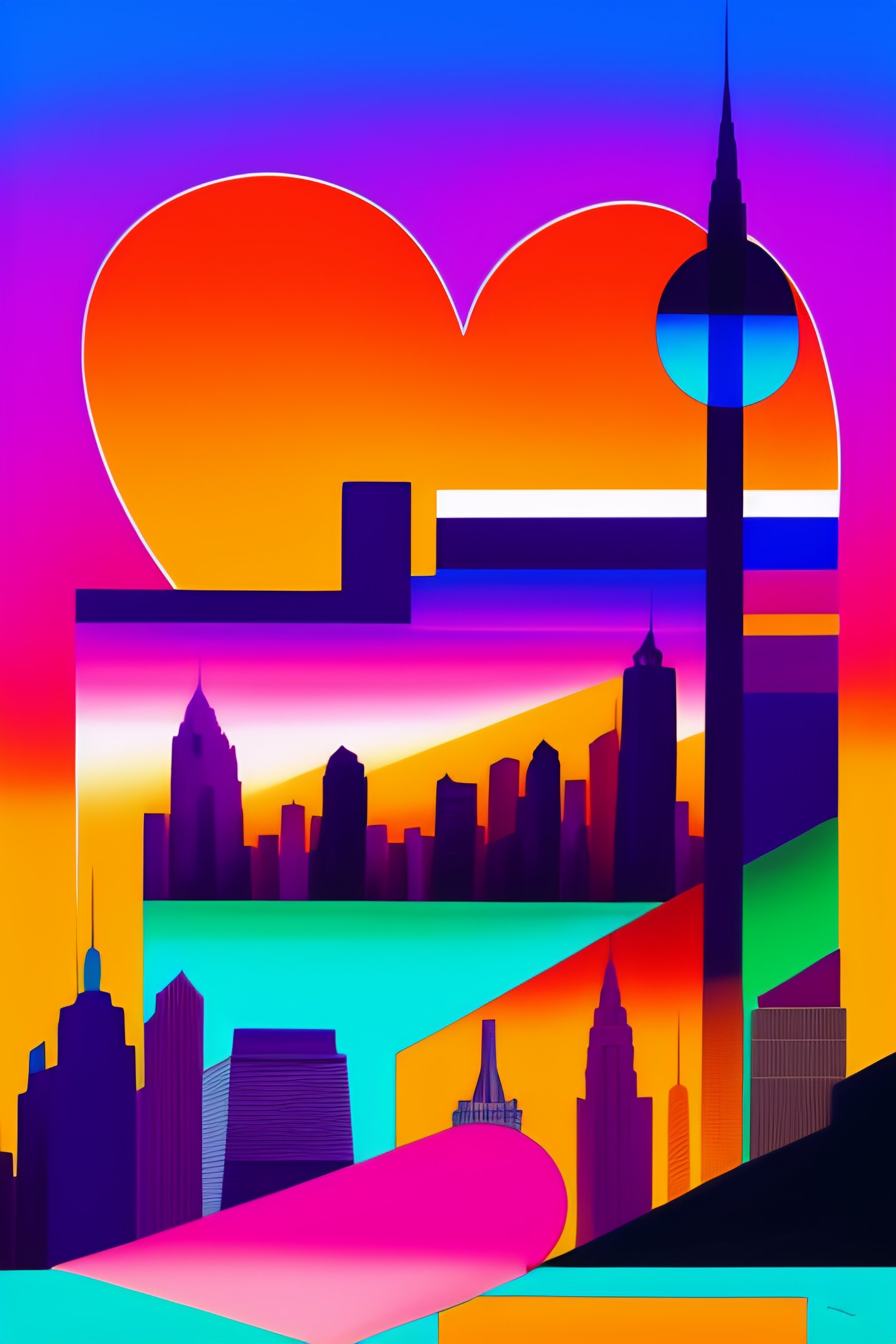 Lexica - Paint a modern, abstract cityscape with a message of hope and ...