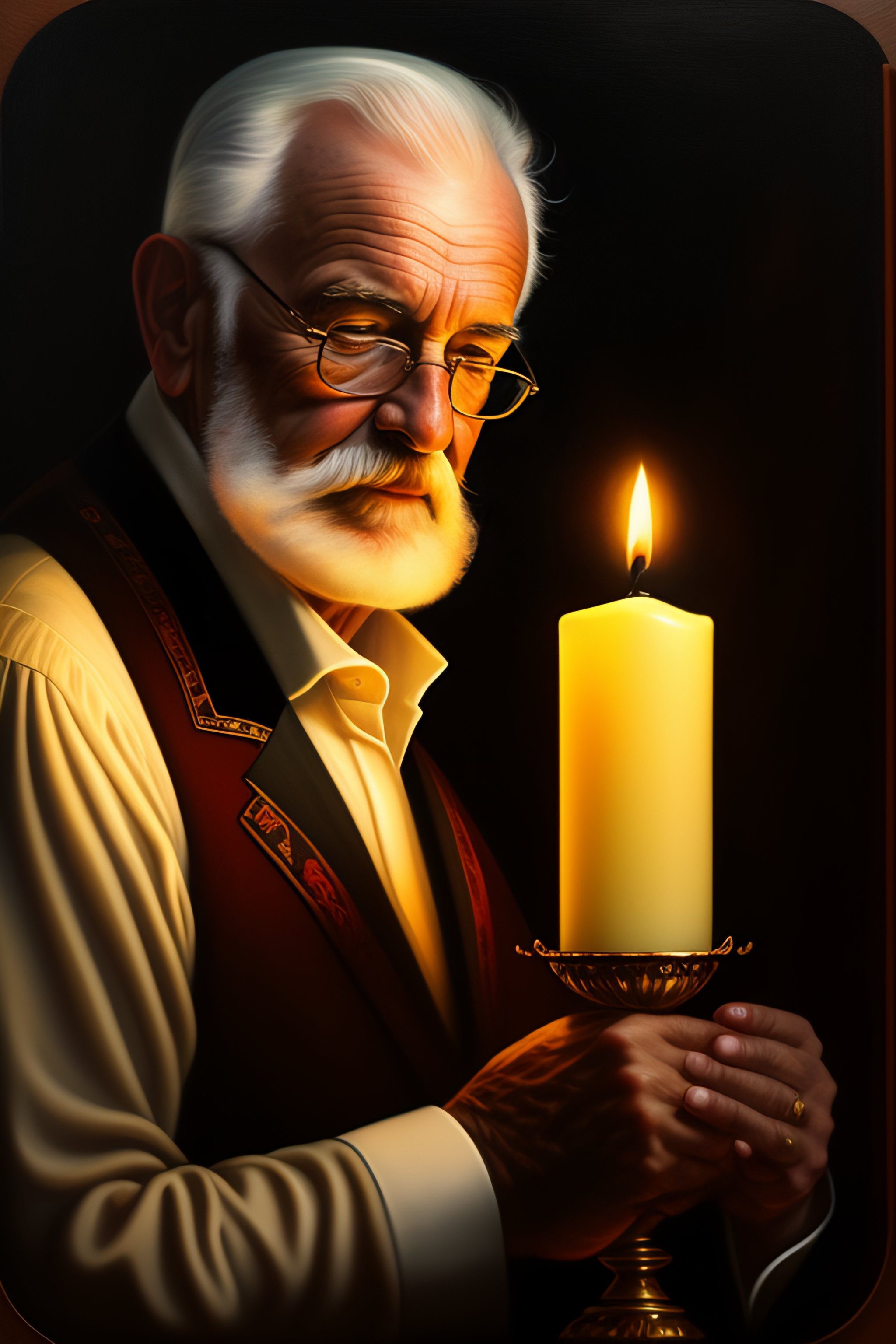 Lexica - Oil painting portrait an old man with very dark background and ...