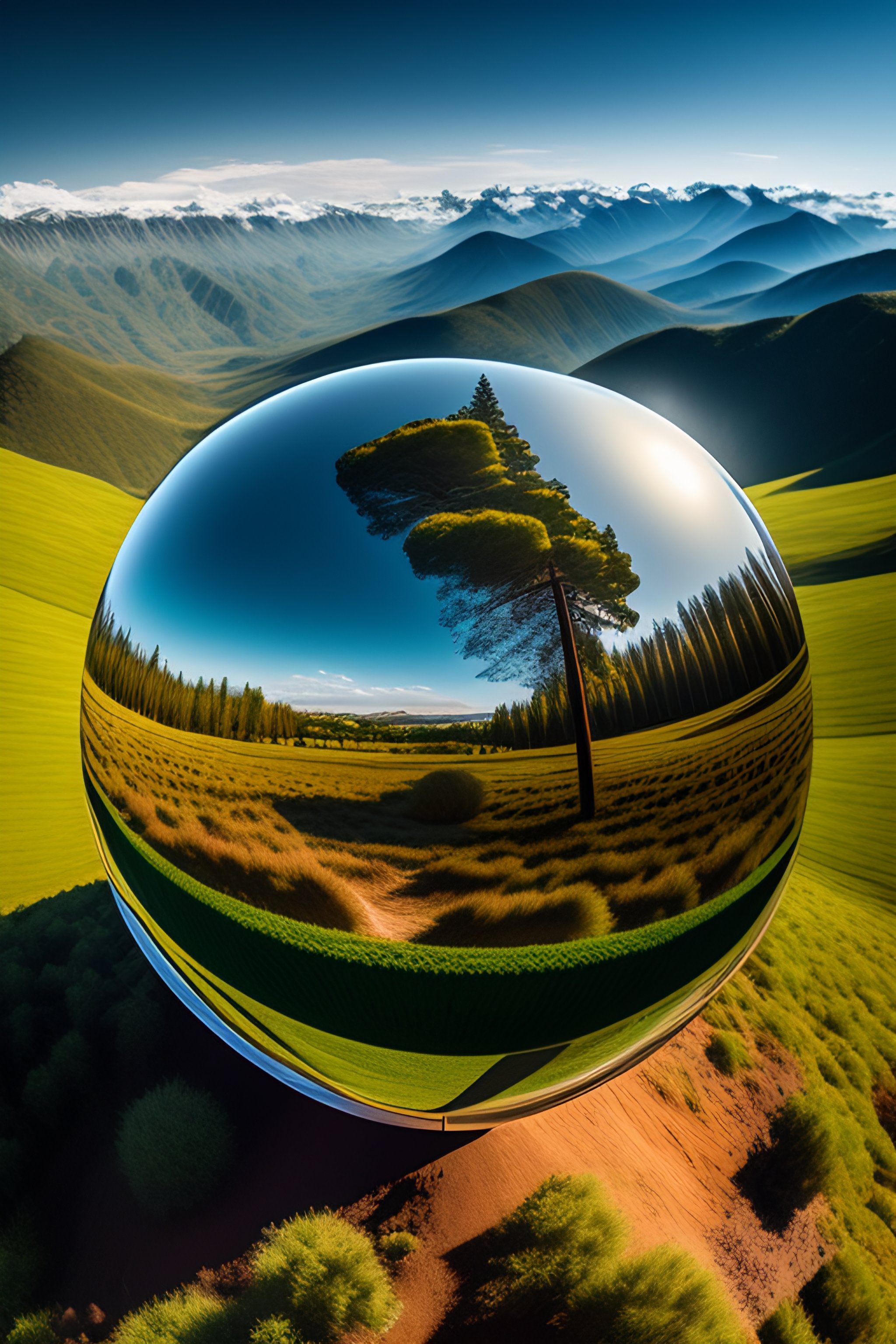 Lexica - Picture of the landscape taken on a spherical object