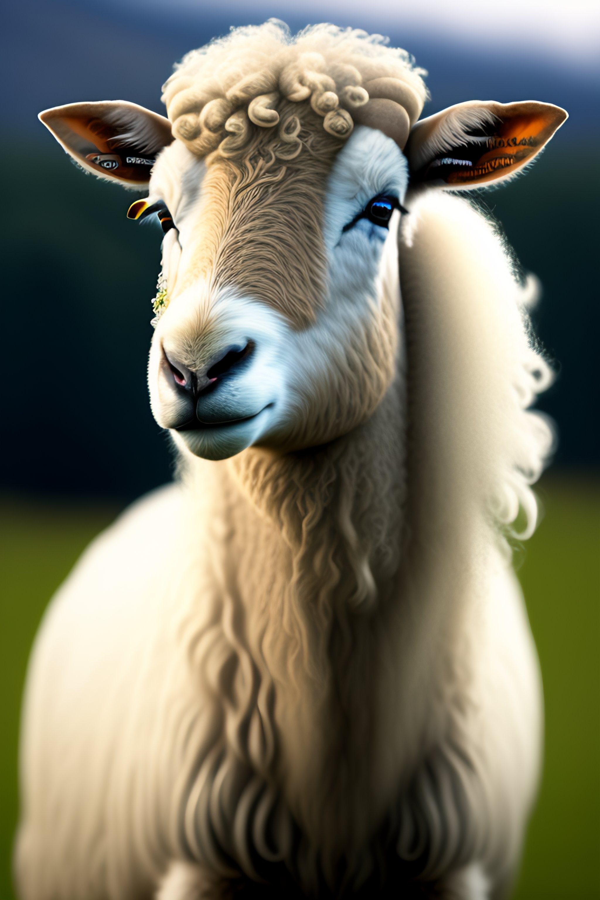 Lexica - Hairy sheep, grazing, portrait, detailed hairs, full image ...