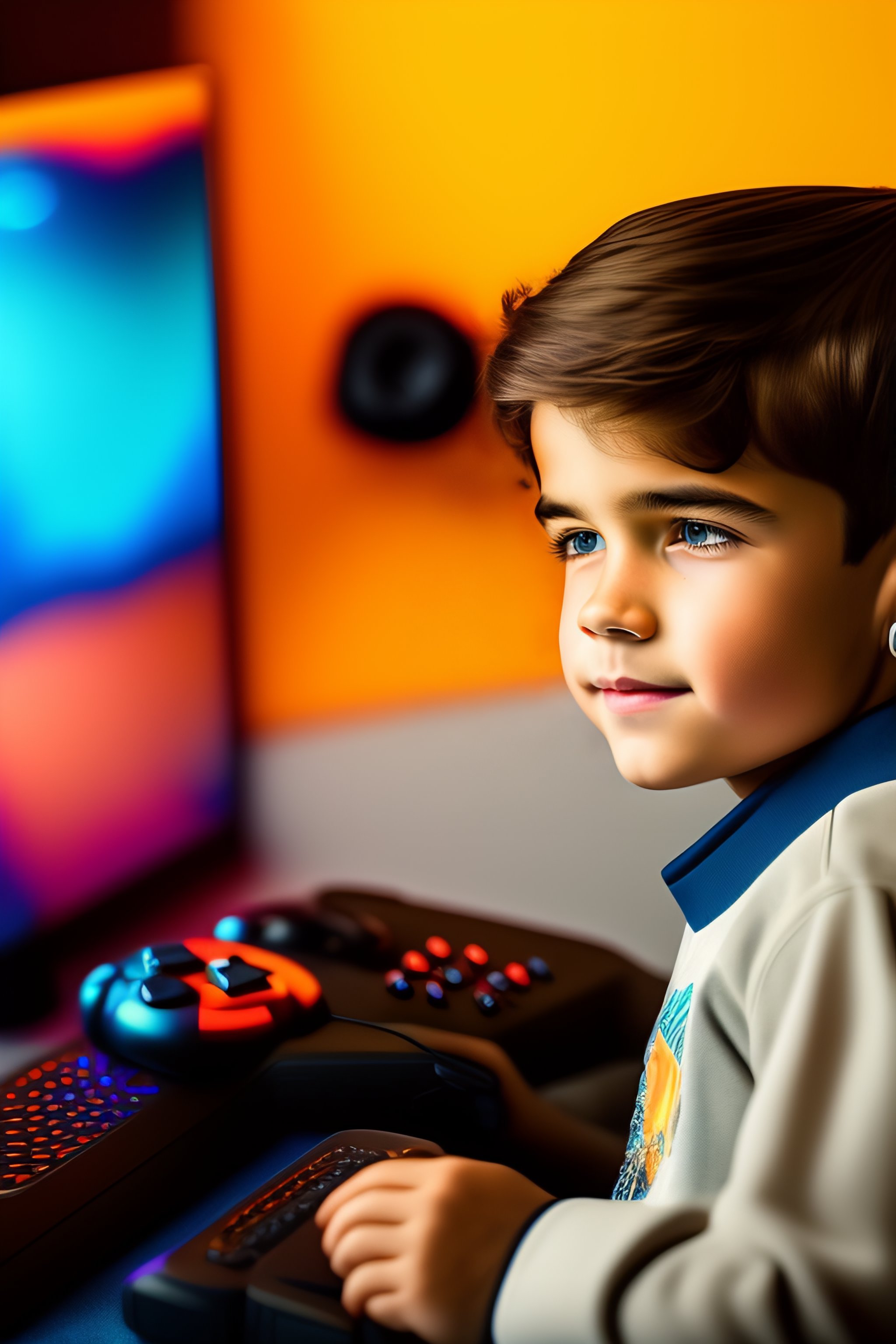 Lexica - Gamer young boy with beared with controller