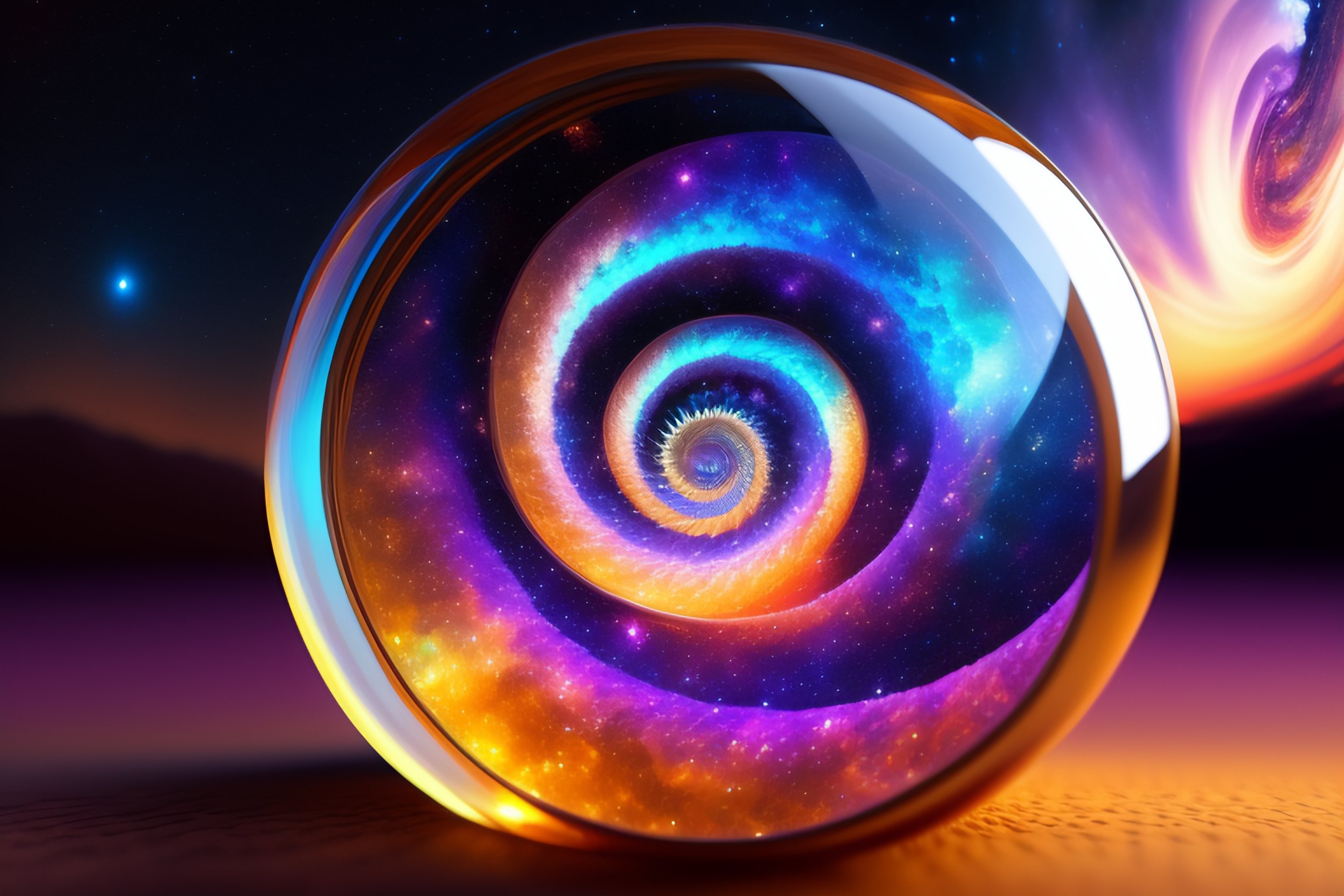 Lexica - Intricate spiral galaxy, inside a glass bottle. intricately ...