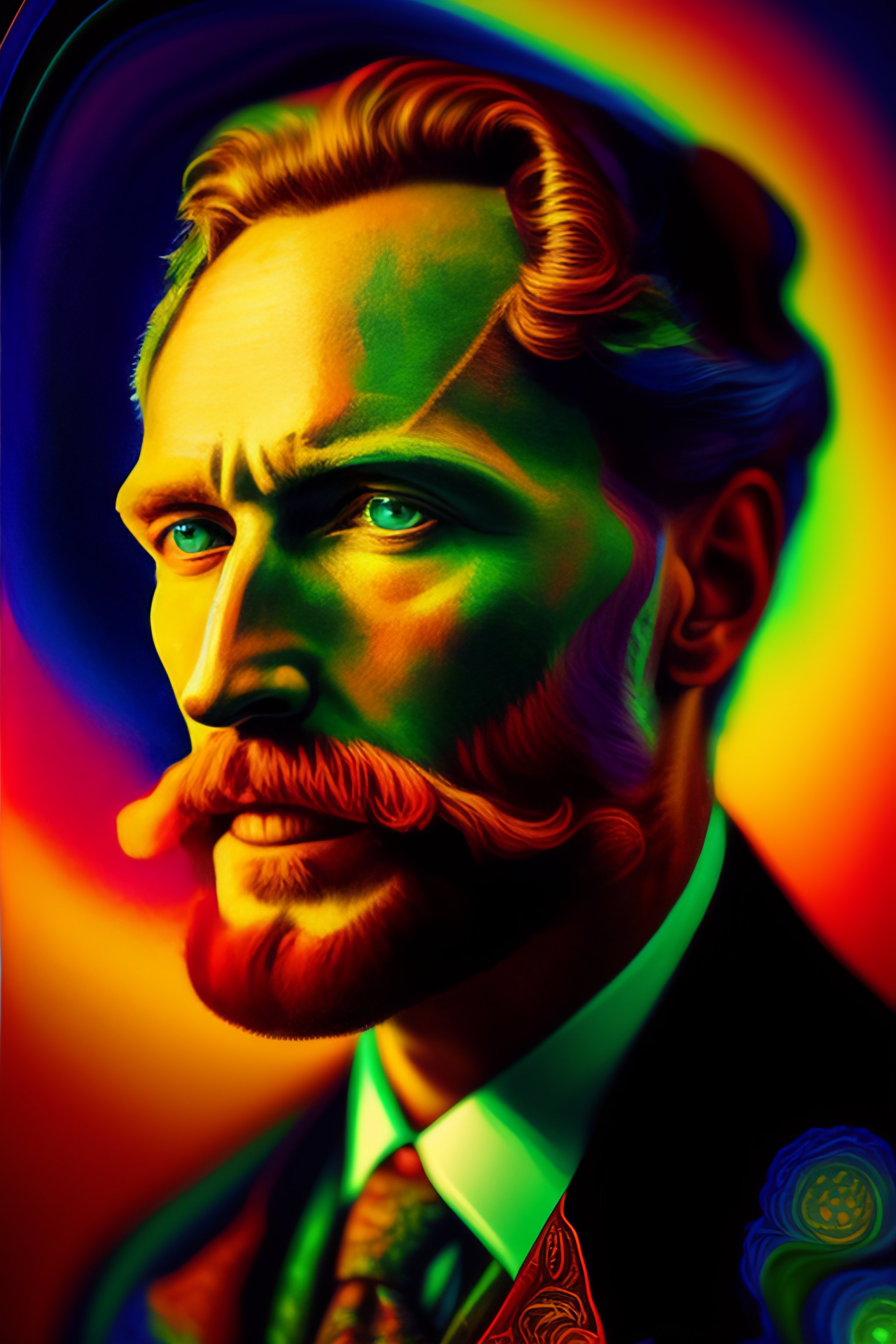 Lexica - An extremely psychedelic portrait of Vincent Van Gogh, surreal ...