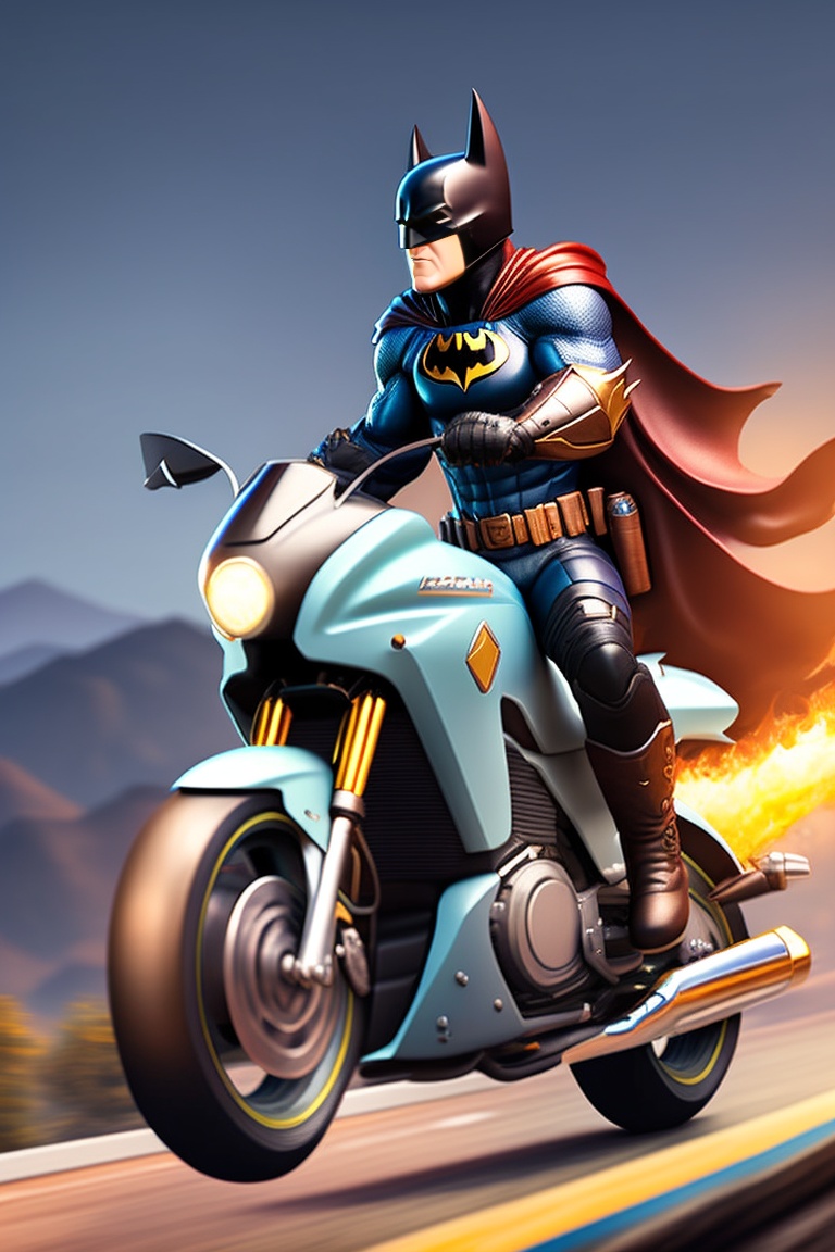 Lexica - An action scene of Batman riding a motorcycle, on the great ...