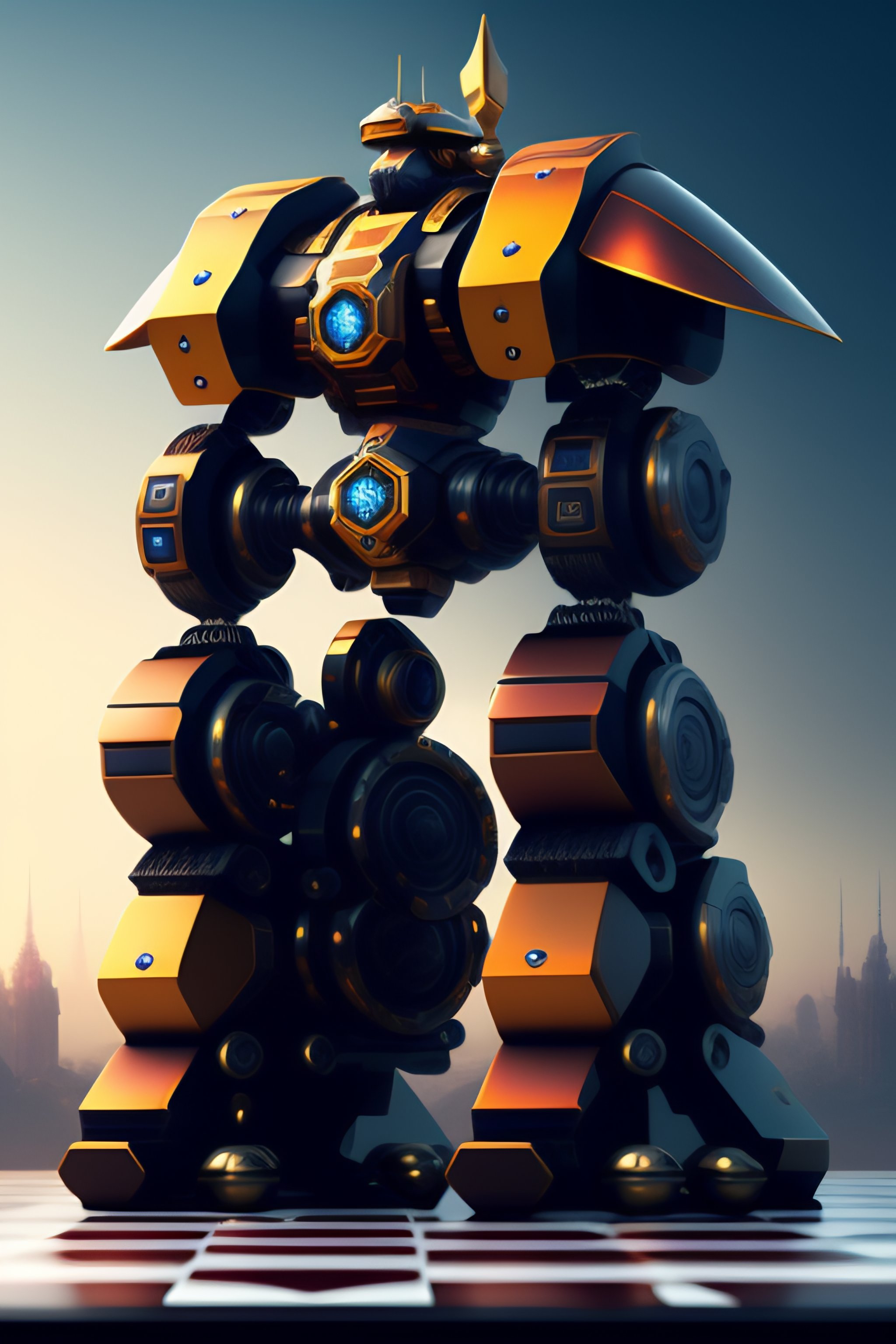Lexica - Mech robot with large weapons on top with hexagonal bases ...