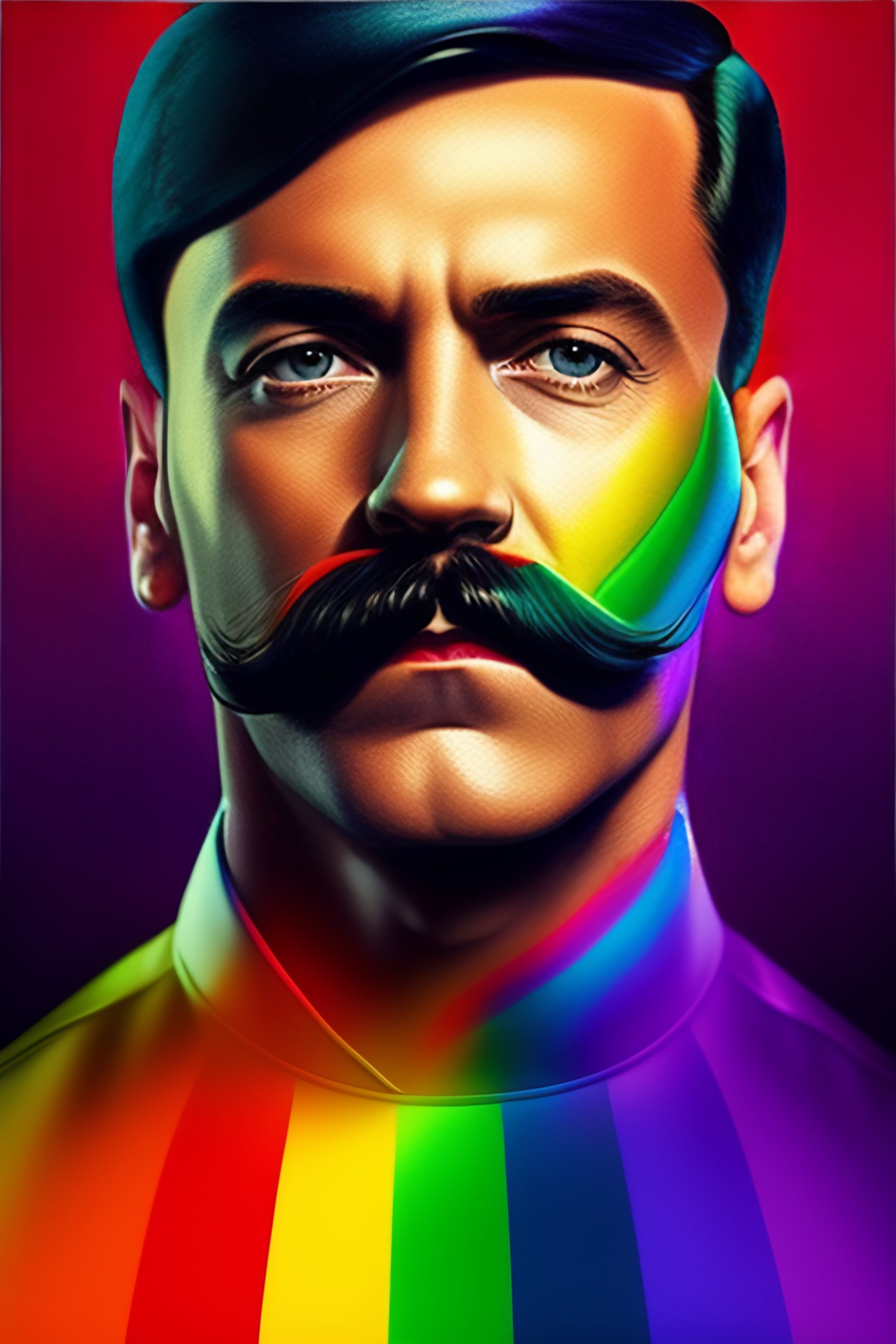 Lexica - Hitler with lgbt coloured moustache