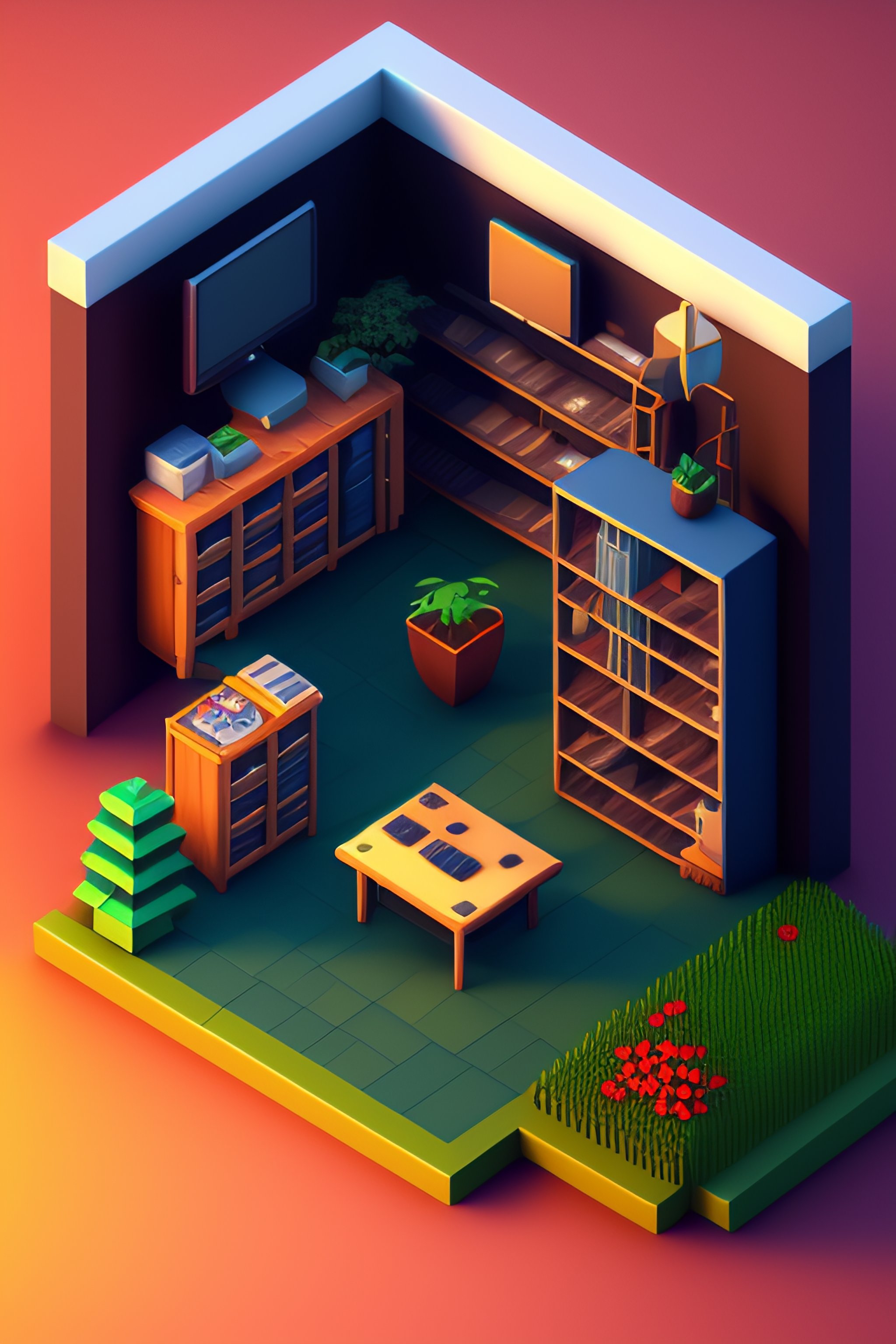 Lexica - Detailed isometric programmer's office, pixel art, unreal ...