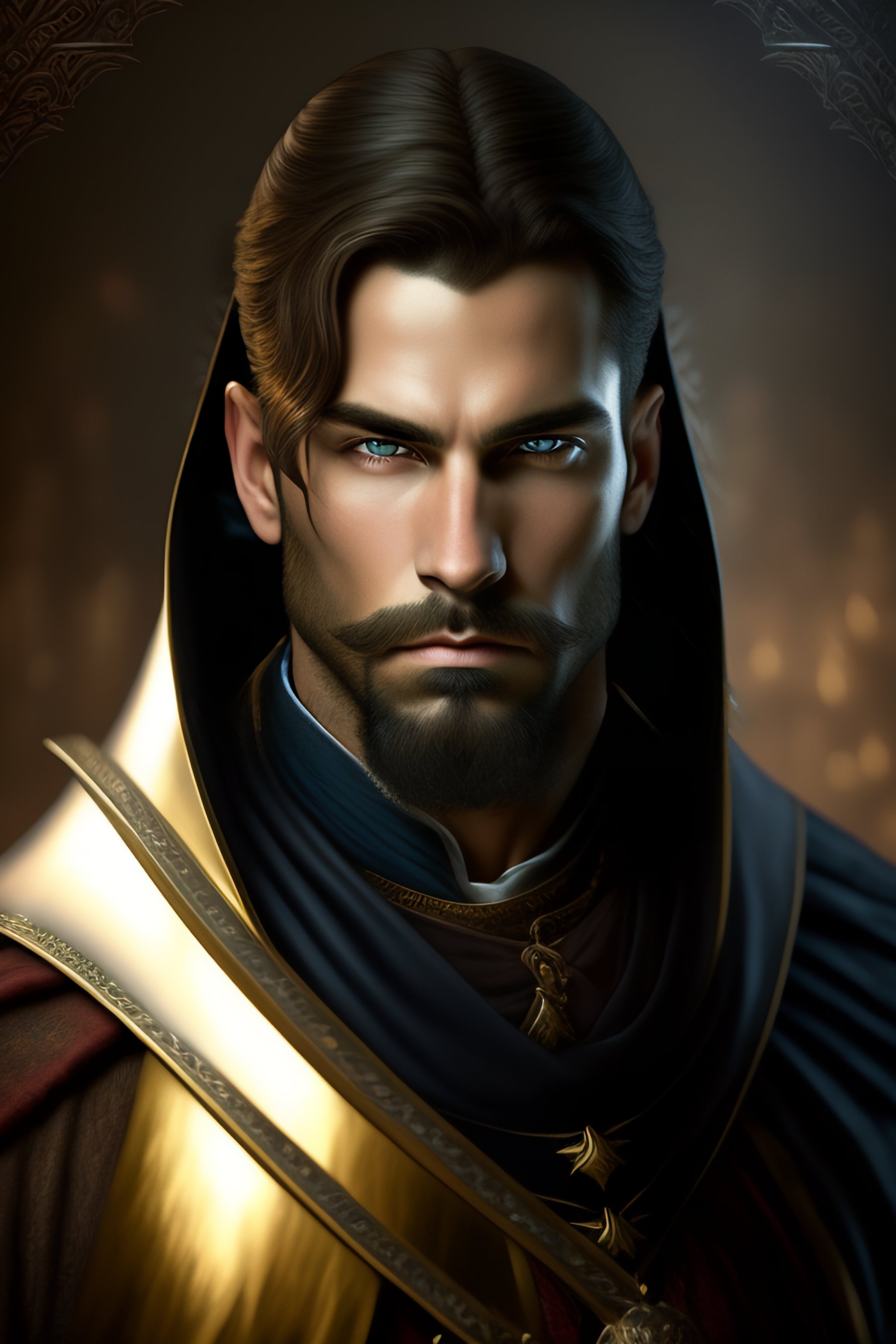 Lexica - Medieval fantasy portrait of a man sharp features, grim, cold ...