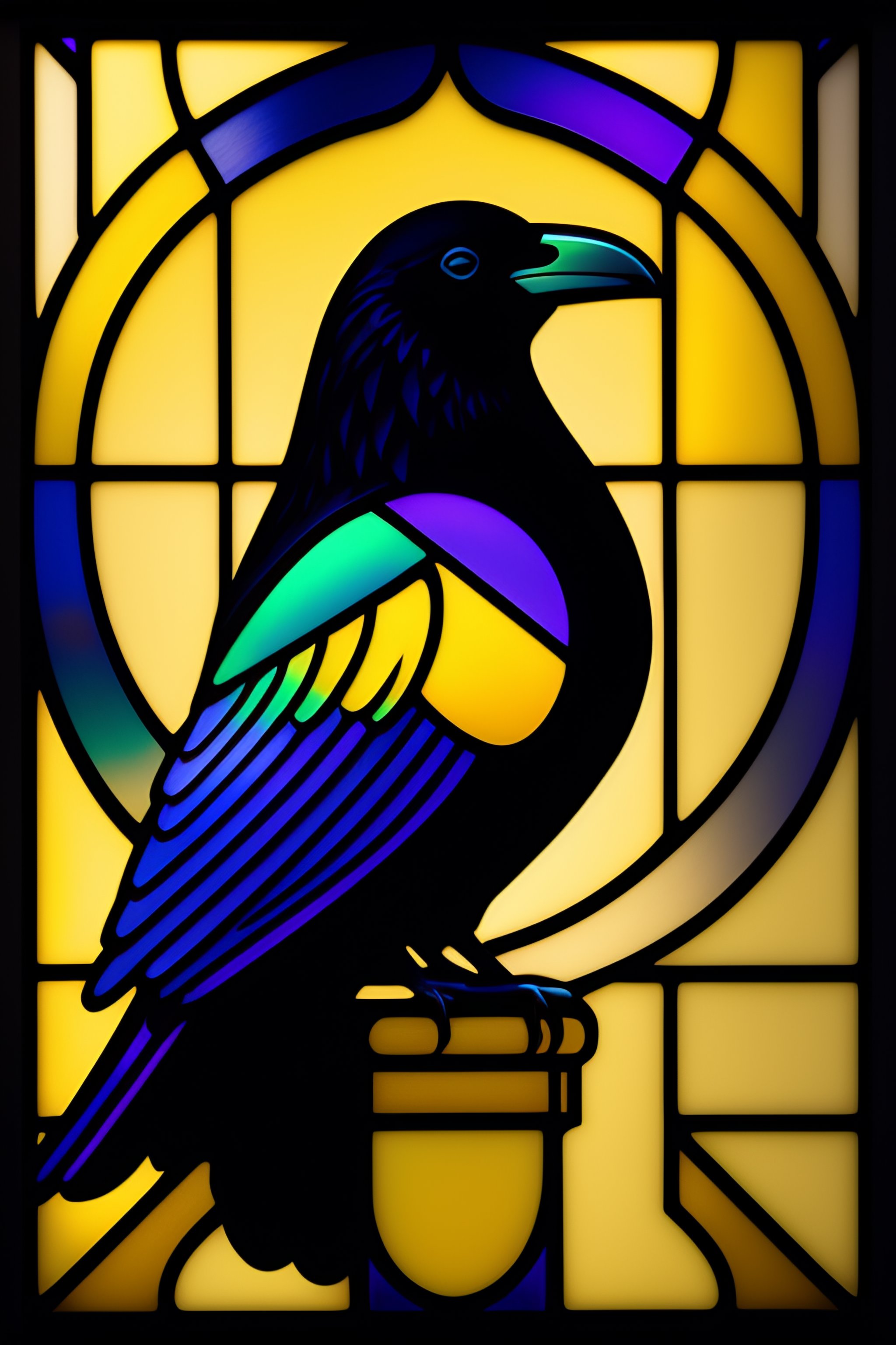 Lexica - Stained glass raven, geometric lines, wallpaper, art deco ...