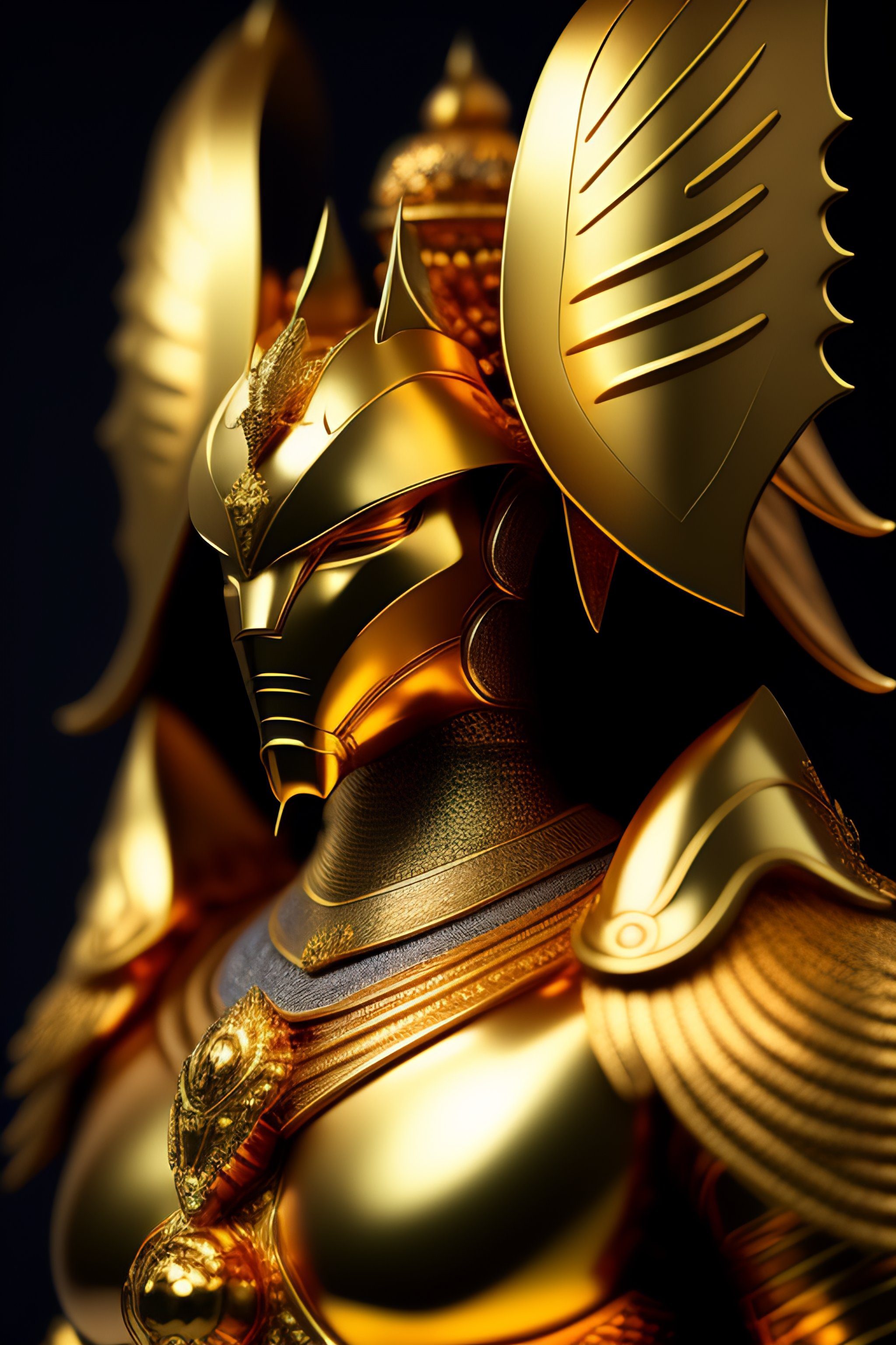 Lexica - Golden armored mayan knight, shining metallic, warrior like ...