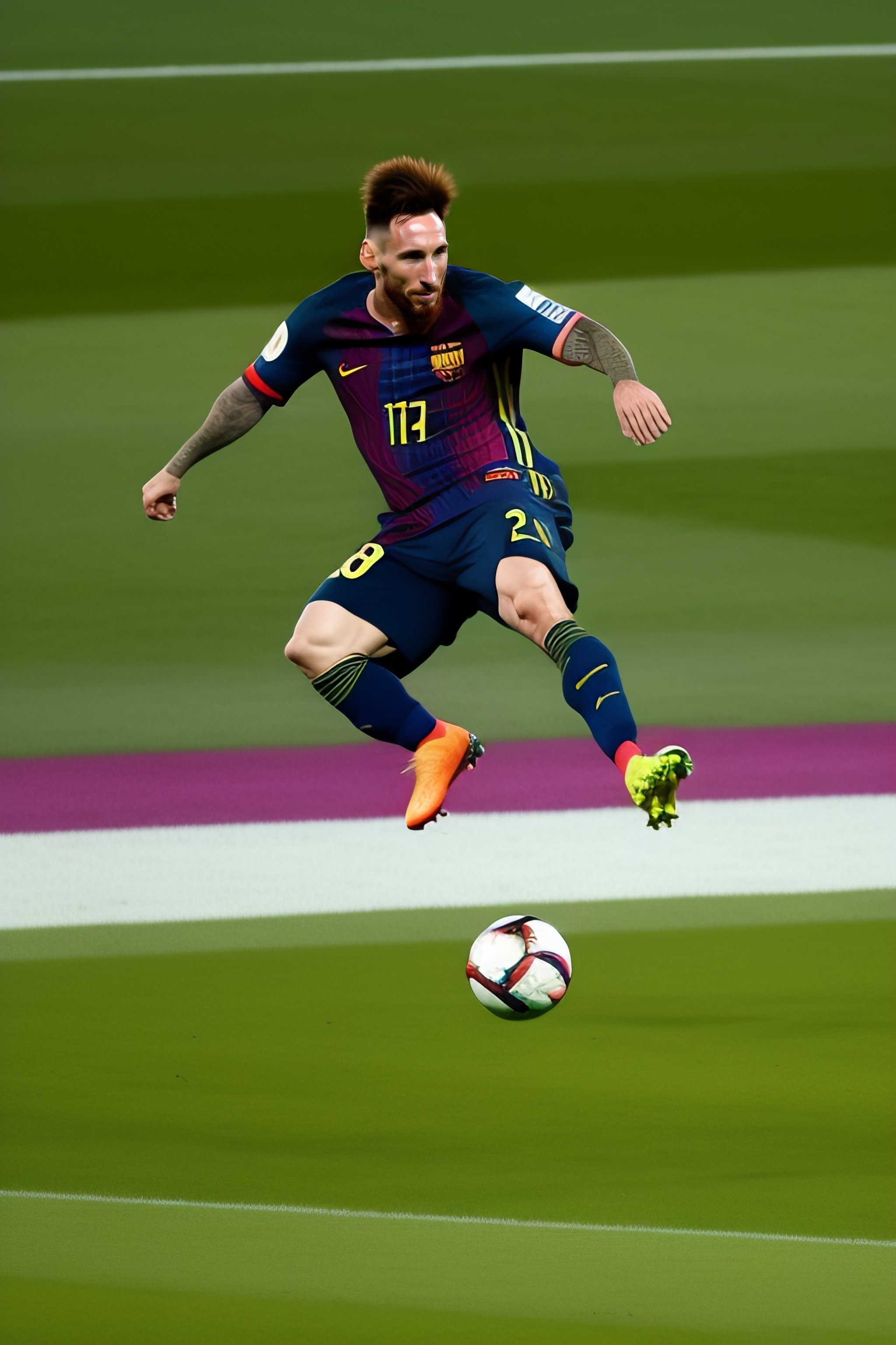 Lexica - Messi showing jumping like an idiot.