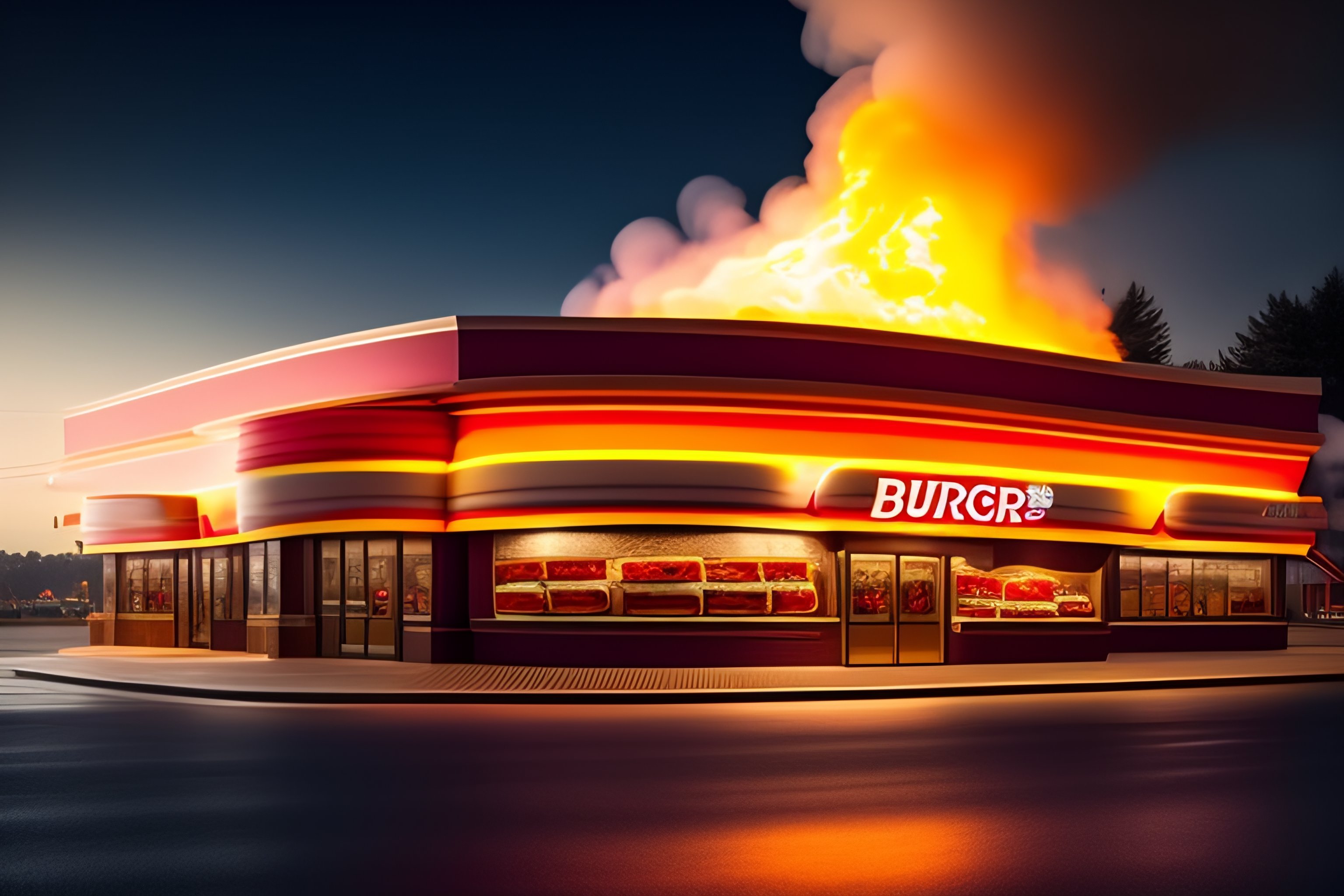 Burger King Restaurant Night