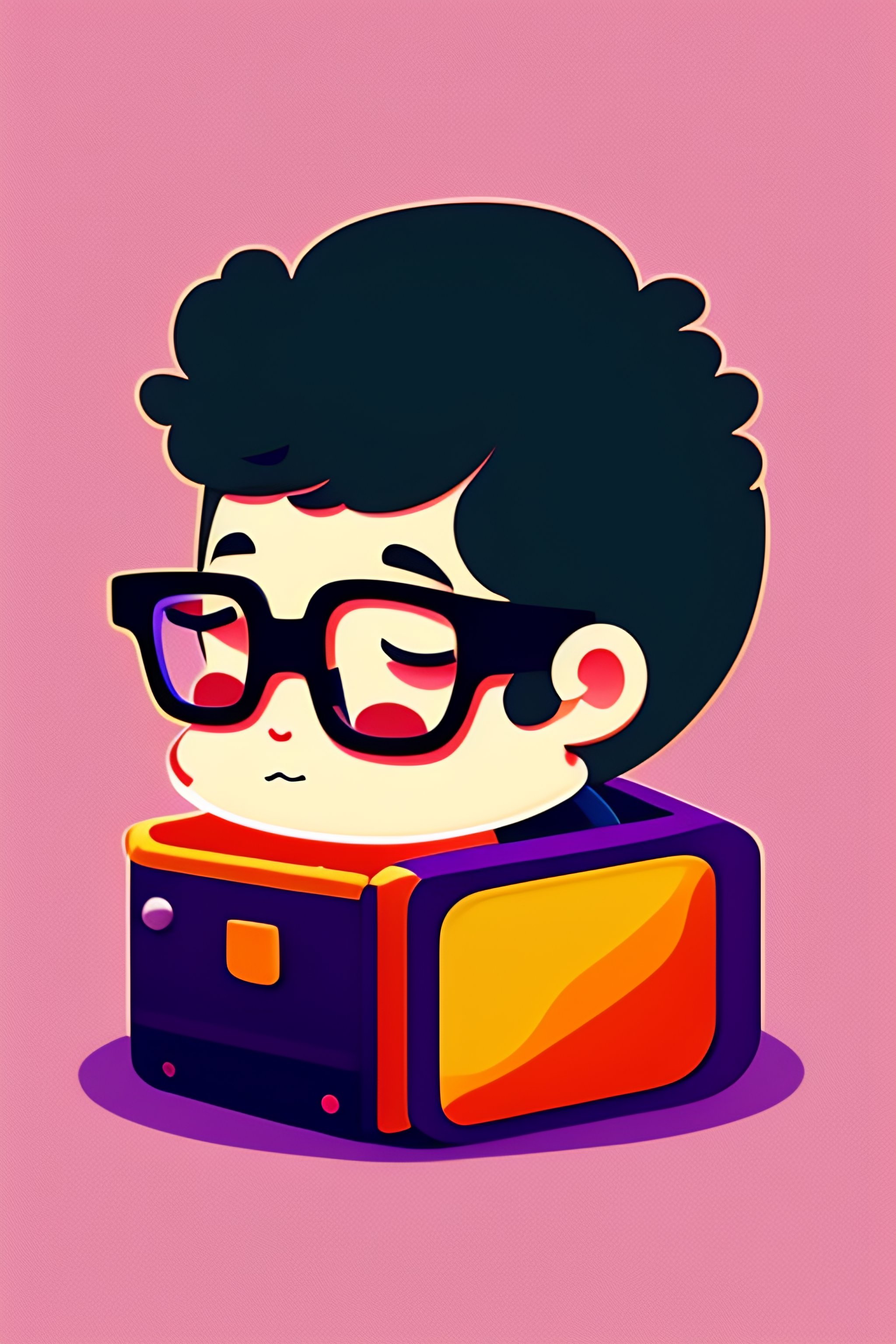 Lexica - A cute nerd sleeping at a computer desk, digital art, icon, 2 ...