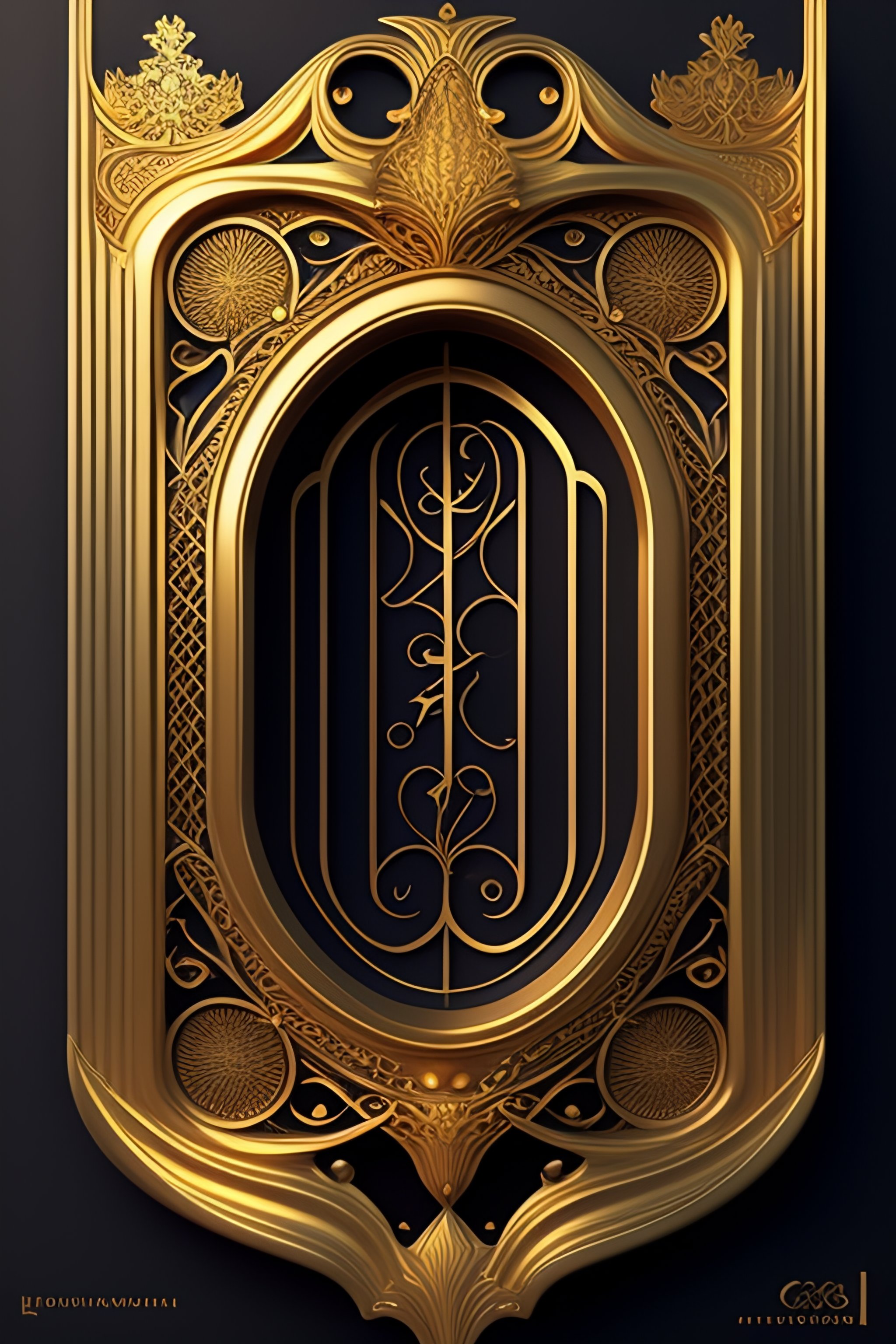 Lexica - An intricate art nouveau edges frame, with golden entertwined edges and crown black ...