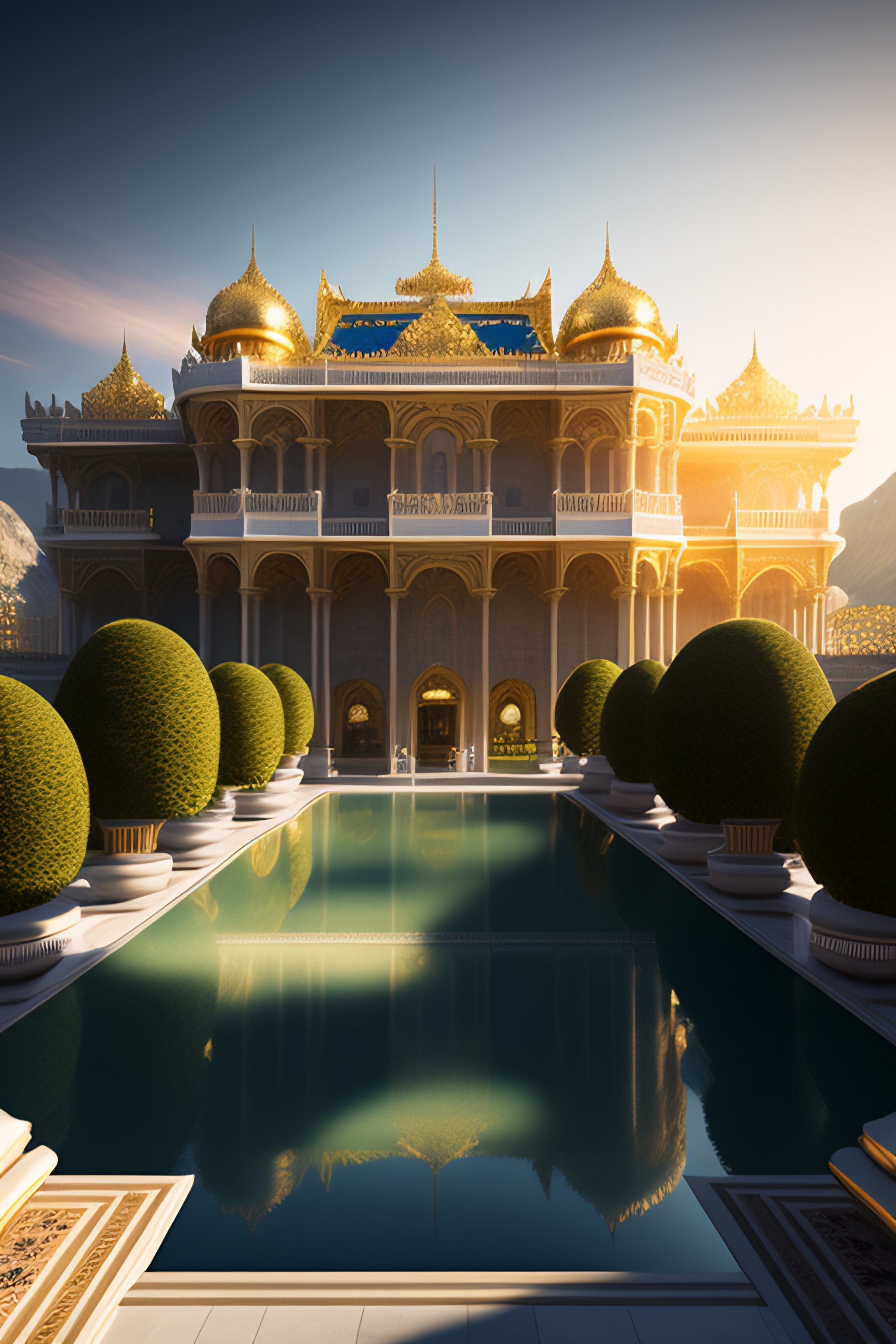 Lexica - The luxurious palace built with marble and gold, with grand ...