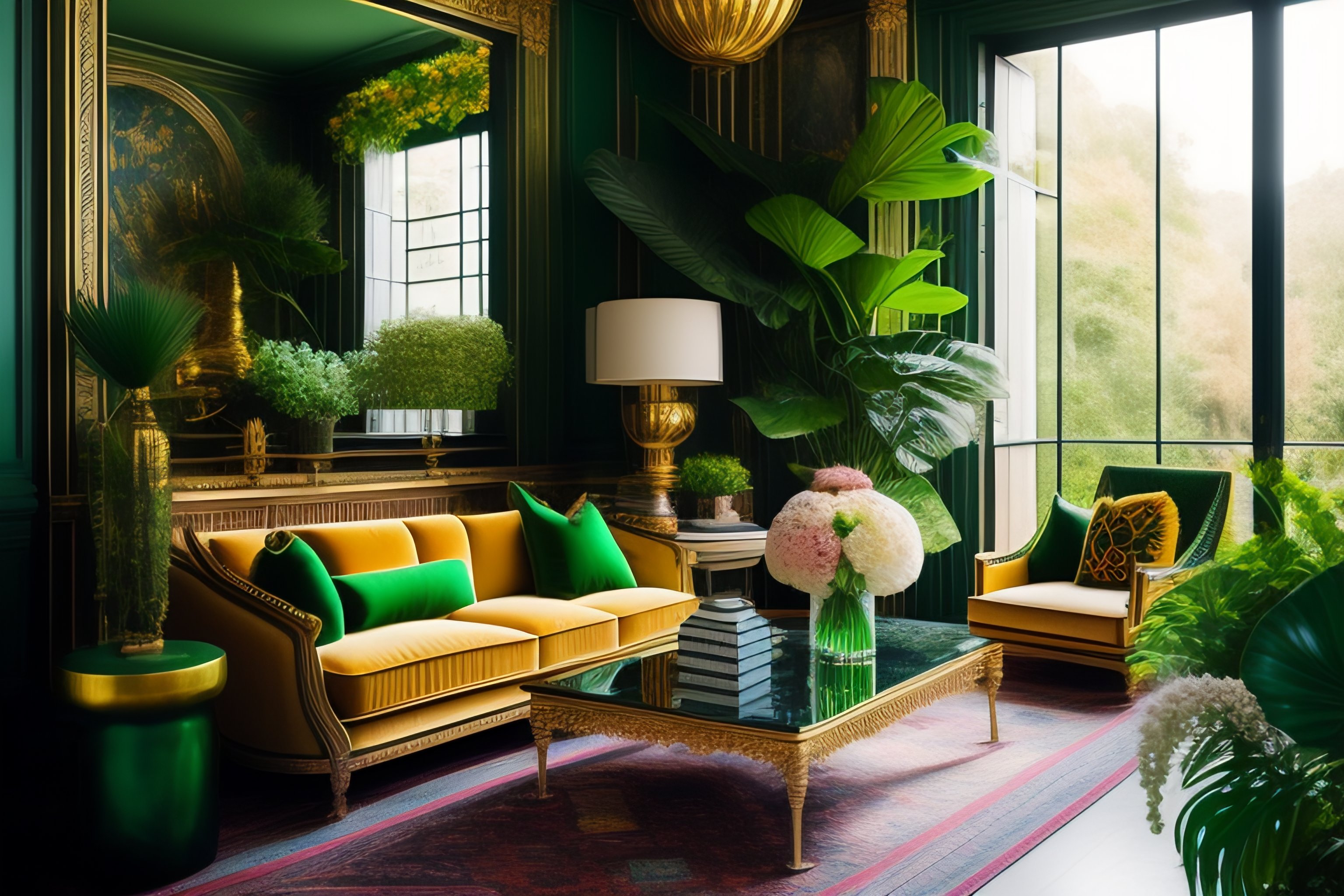 Lexica - Architectural Digest photo of a maximalist green solarpunk ...