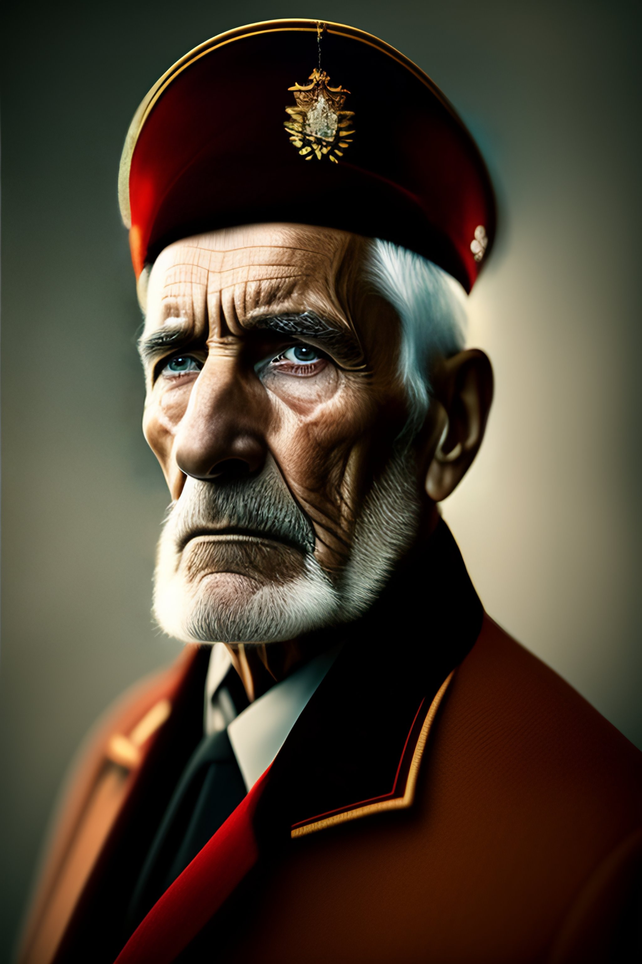 Lexica - Portrait of old depressed Russian military veteran