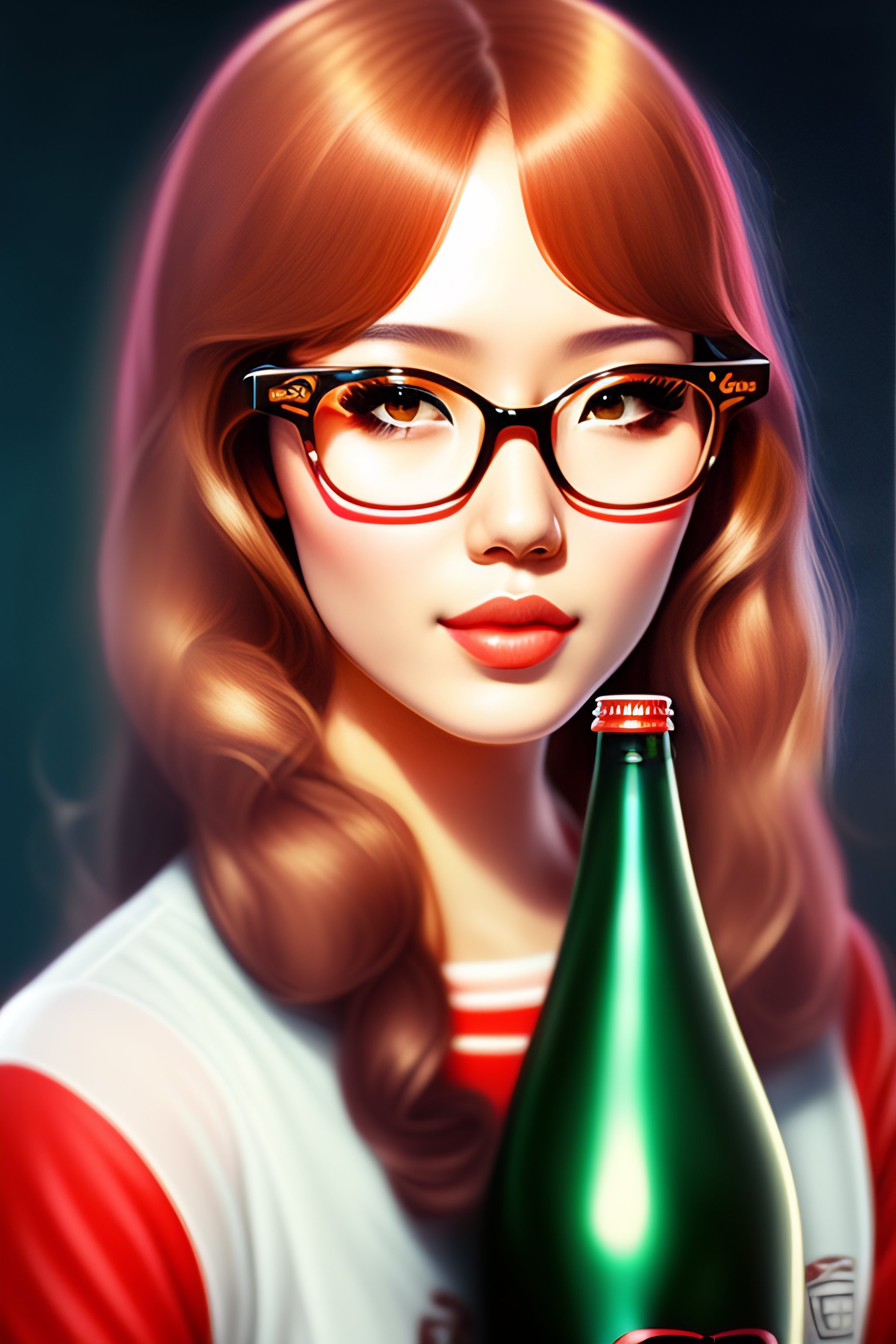 Lexica - Girl with coke bottle glasses, anime style