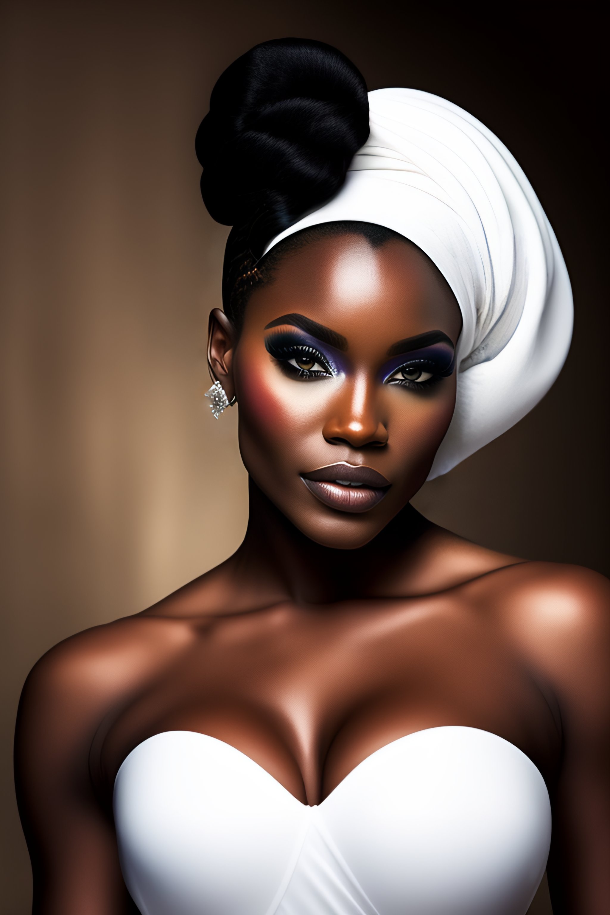 Lexica - Beautiful ebony model in white garment