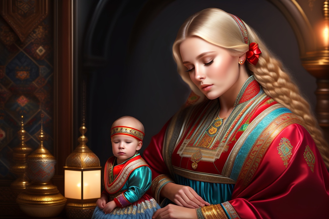 Lexica - Beautiful blond Russian woman in traditional national costume ...