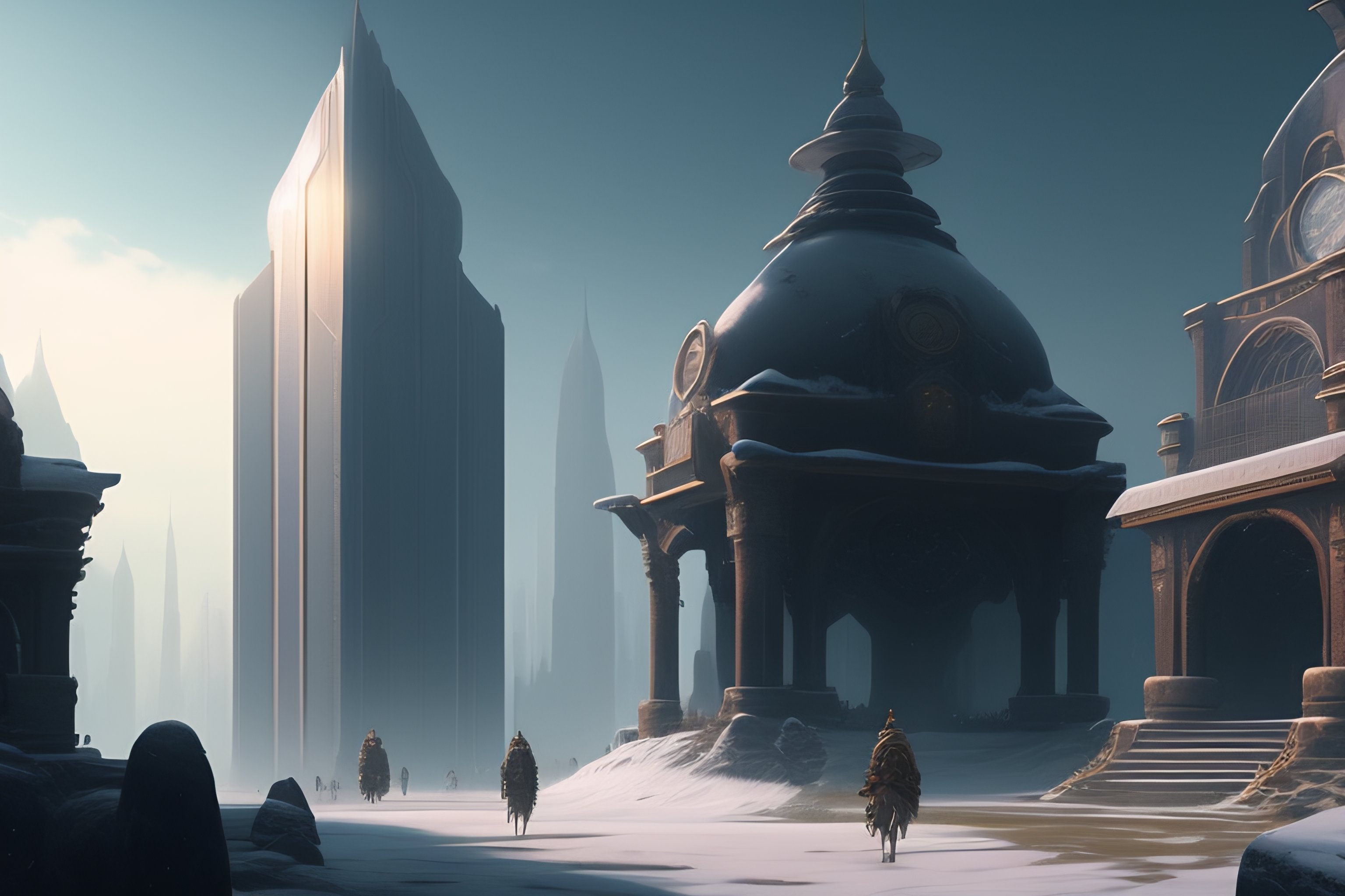 Lexica - A city of white and gray stones, abandoned, haunted by a few echoes., 12k ursa ...