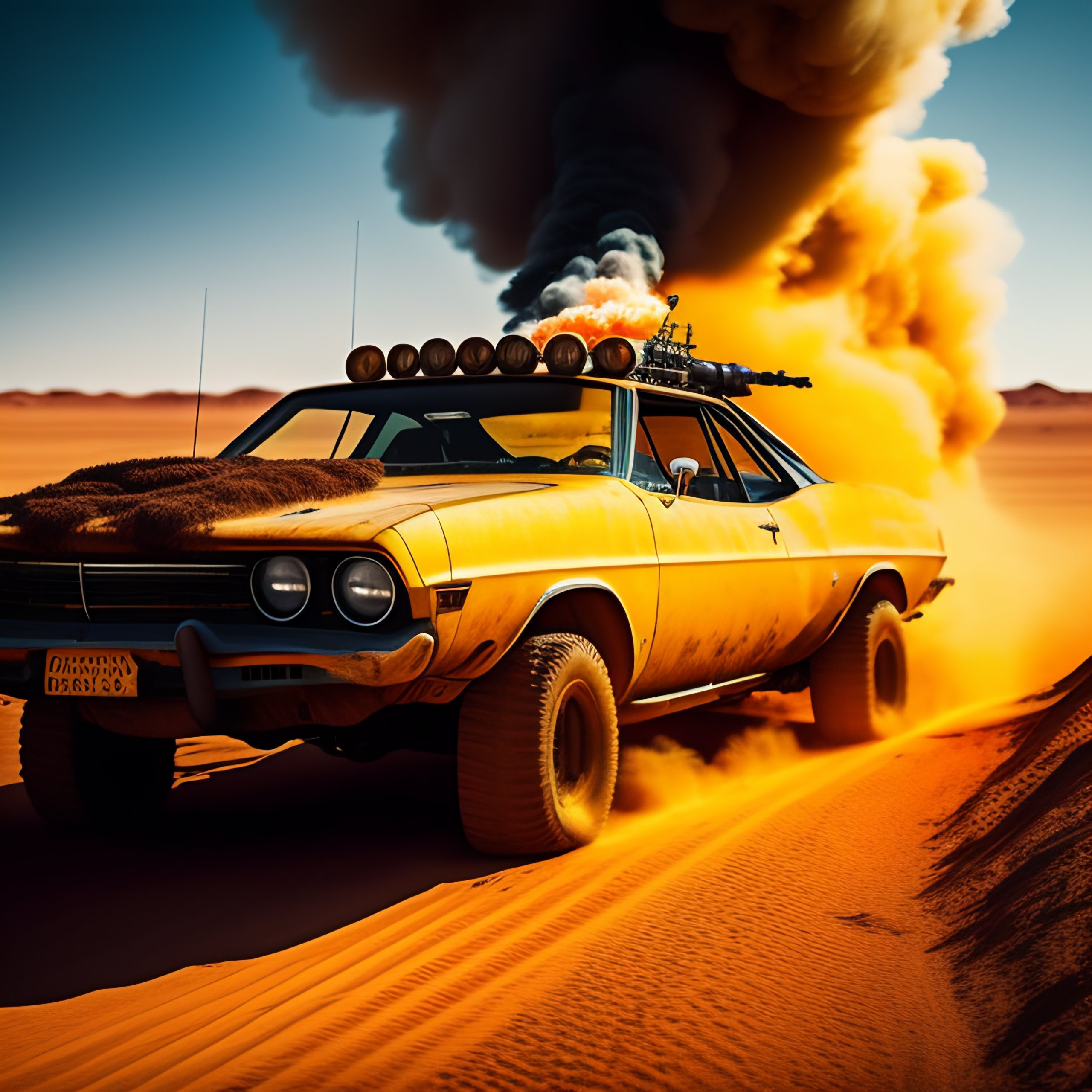 Lexica - Mad Max: Fury Road. chasing cars with fire and explosions ...