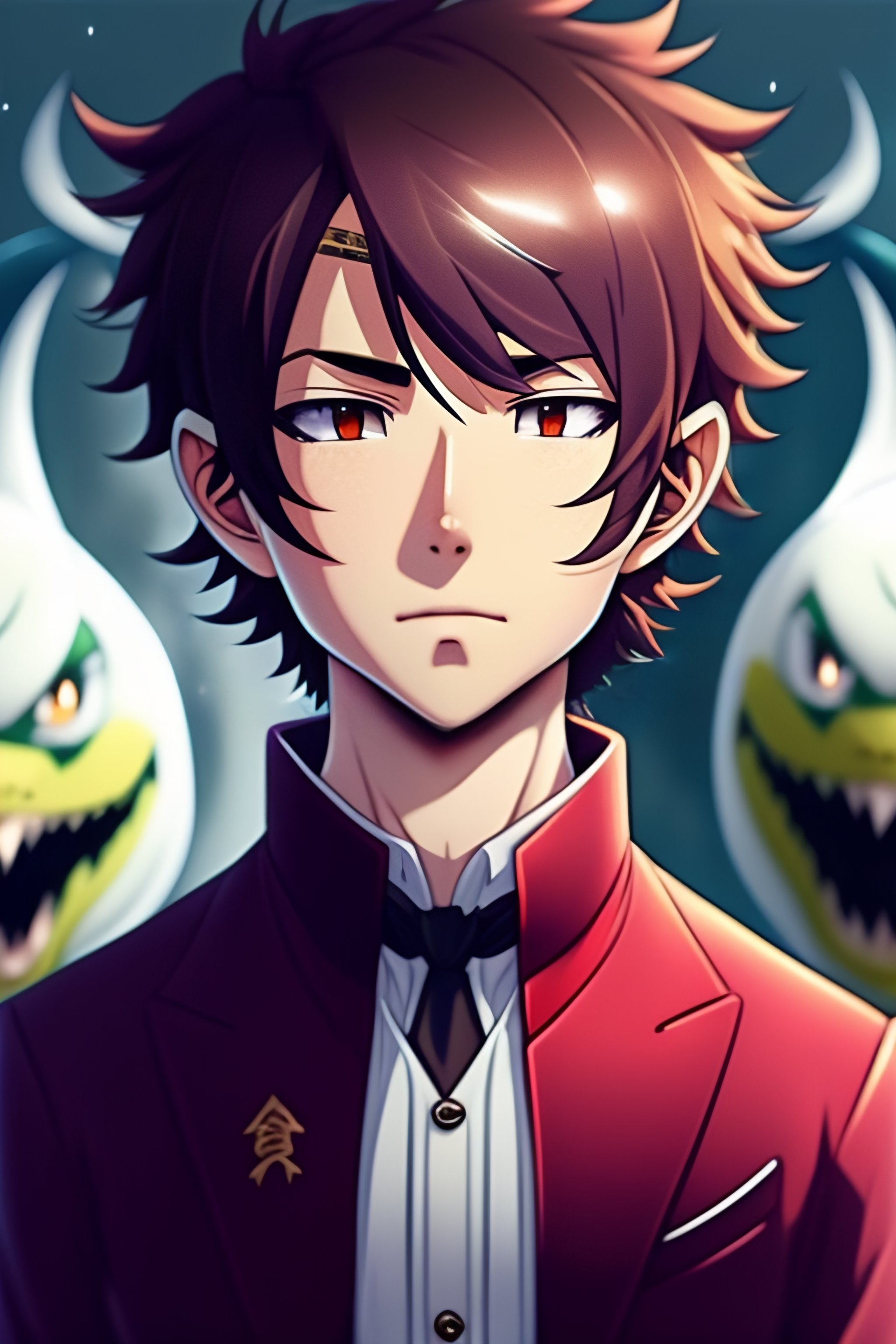 Lexica - Anime boy with a 5 headed hydra behind him