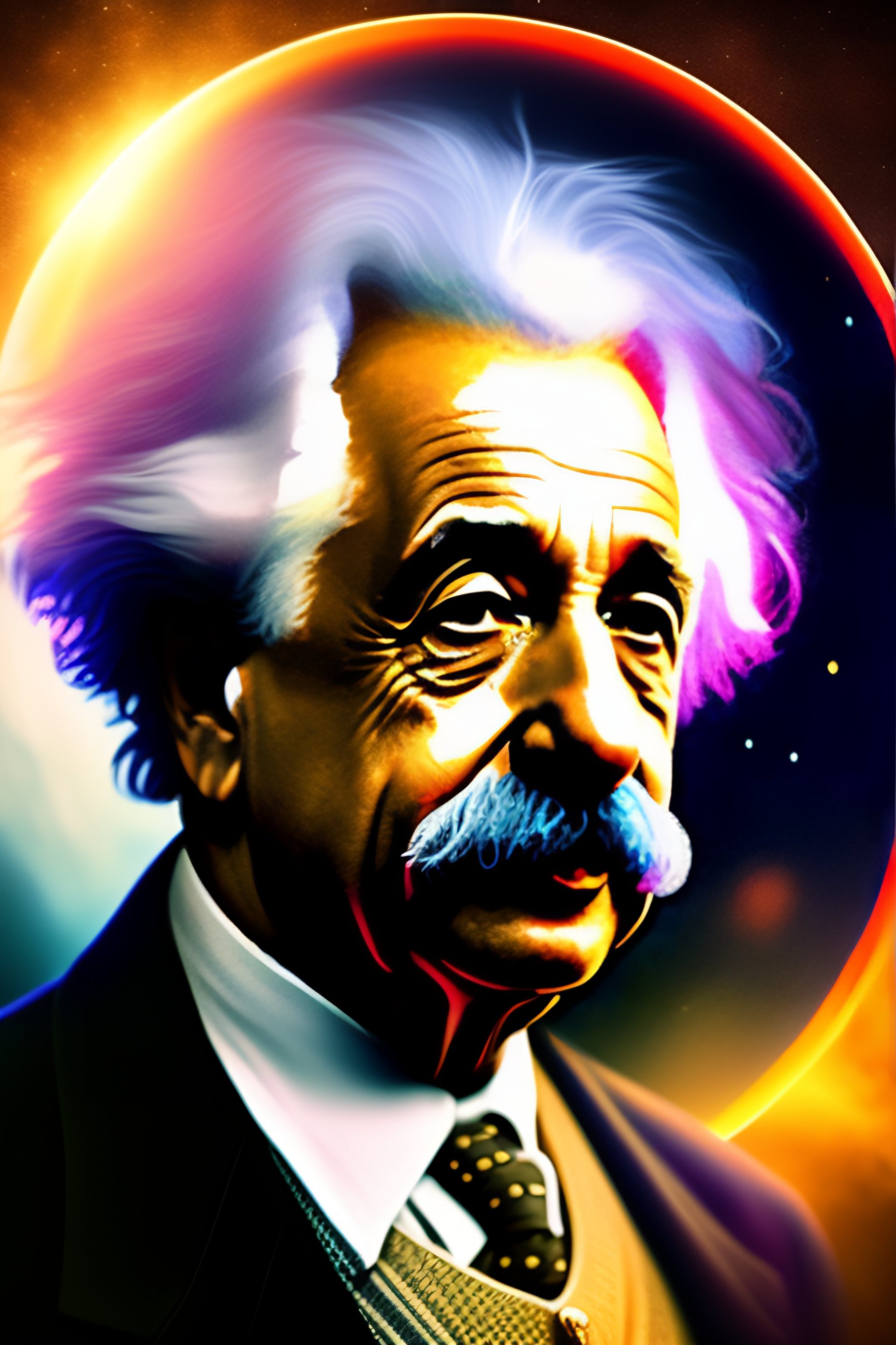 Lexica - Albert Einstein with his head like a planet