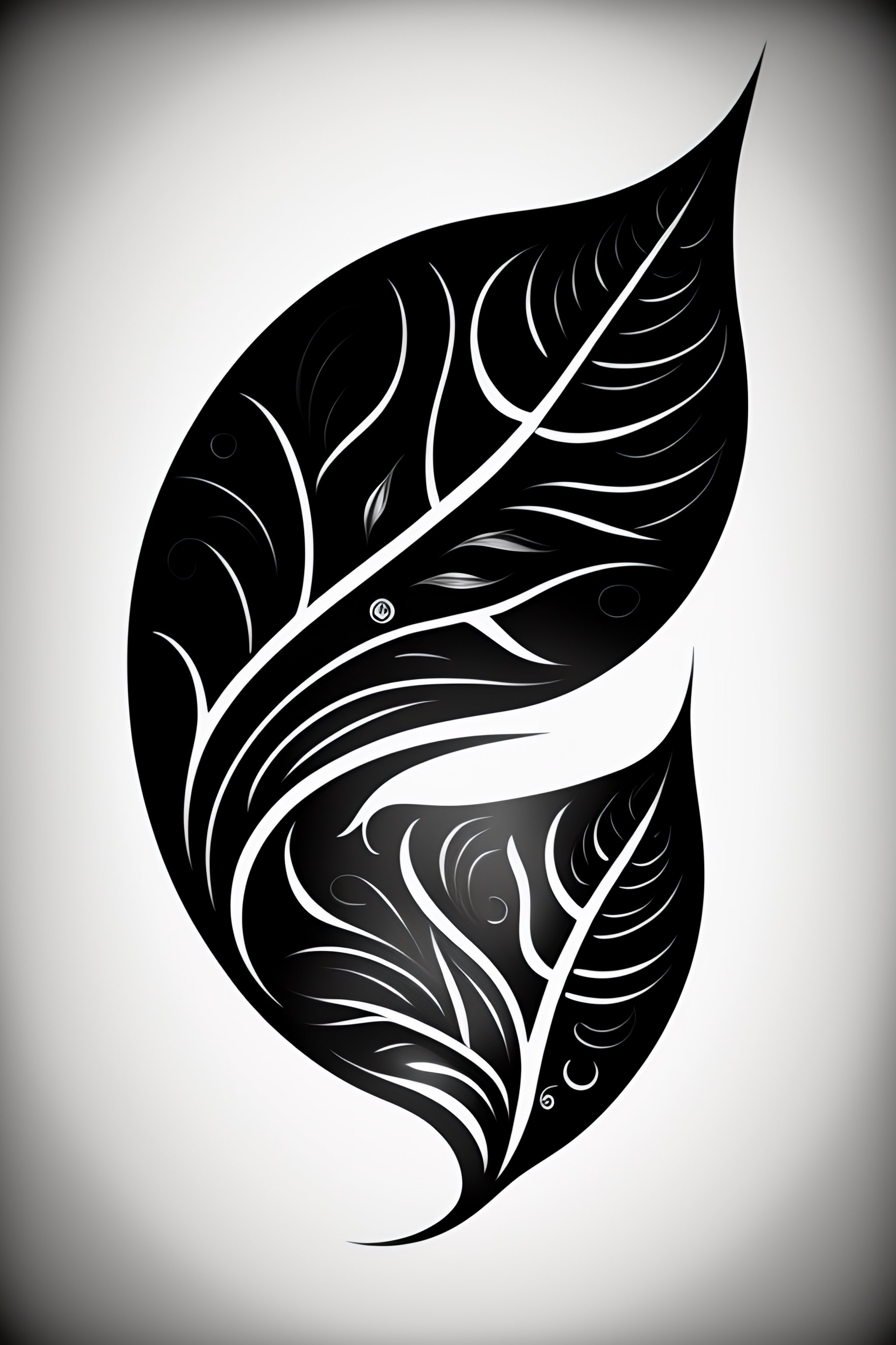 Lexica - Tattoo design, leaf simple design on white background, clean black