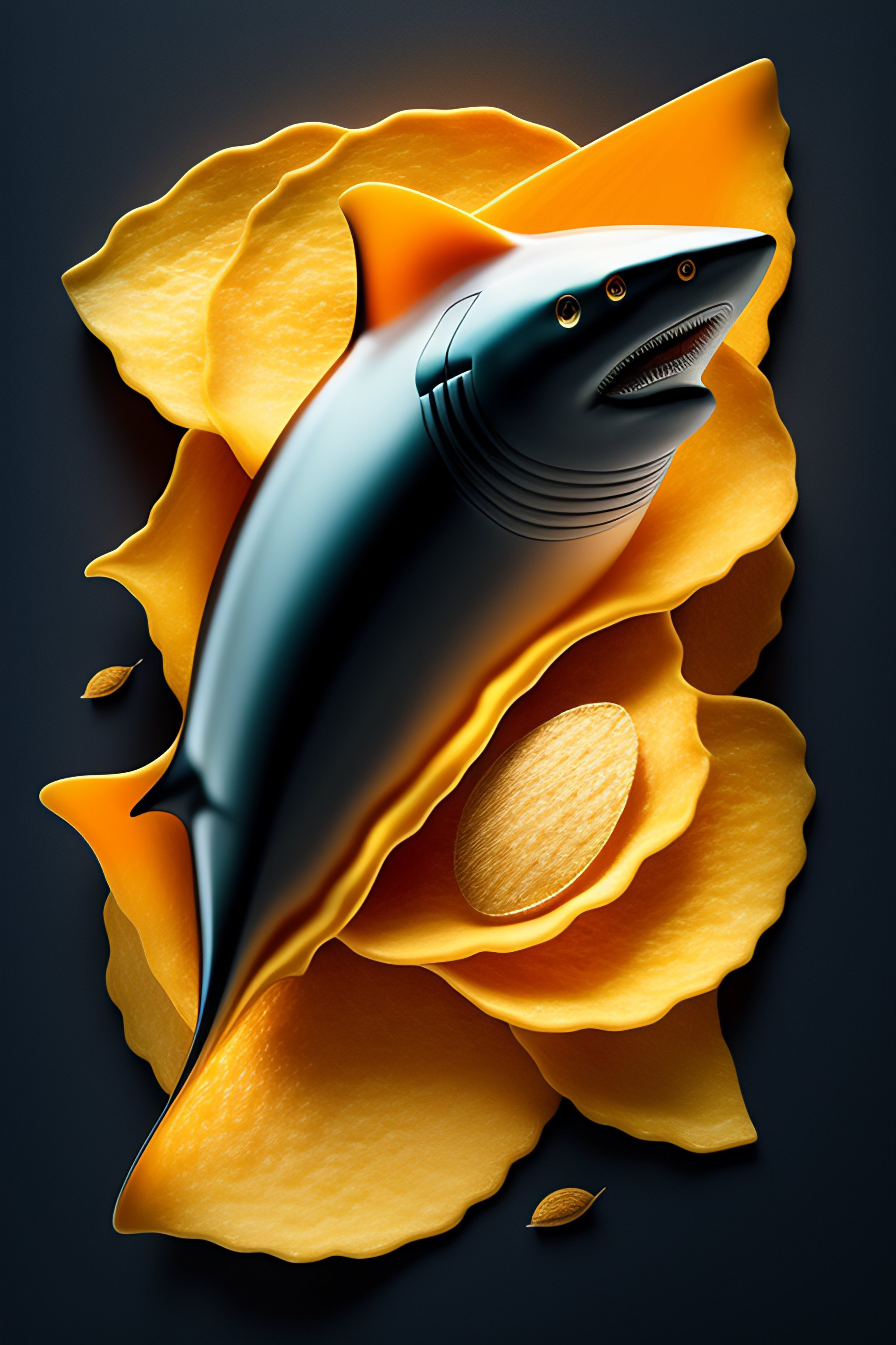 Lexica - Shark fin favoured crisps packet and bowl of crisps