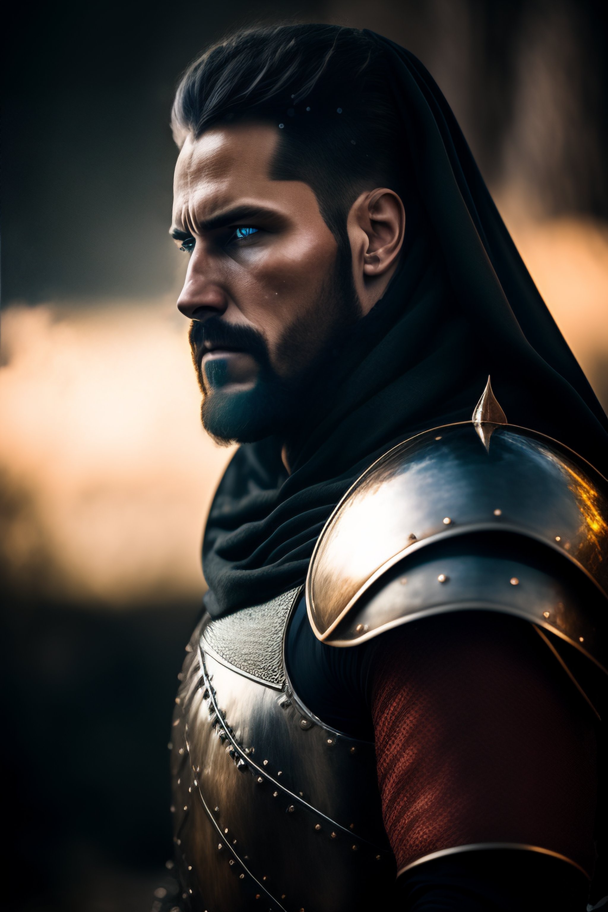 Lexica - 30 years, male, haunted, fighter, medieval armor, beard ...