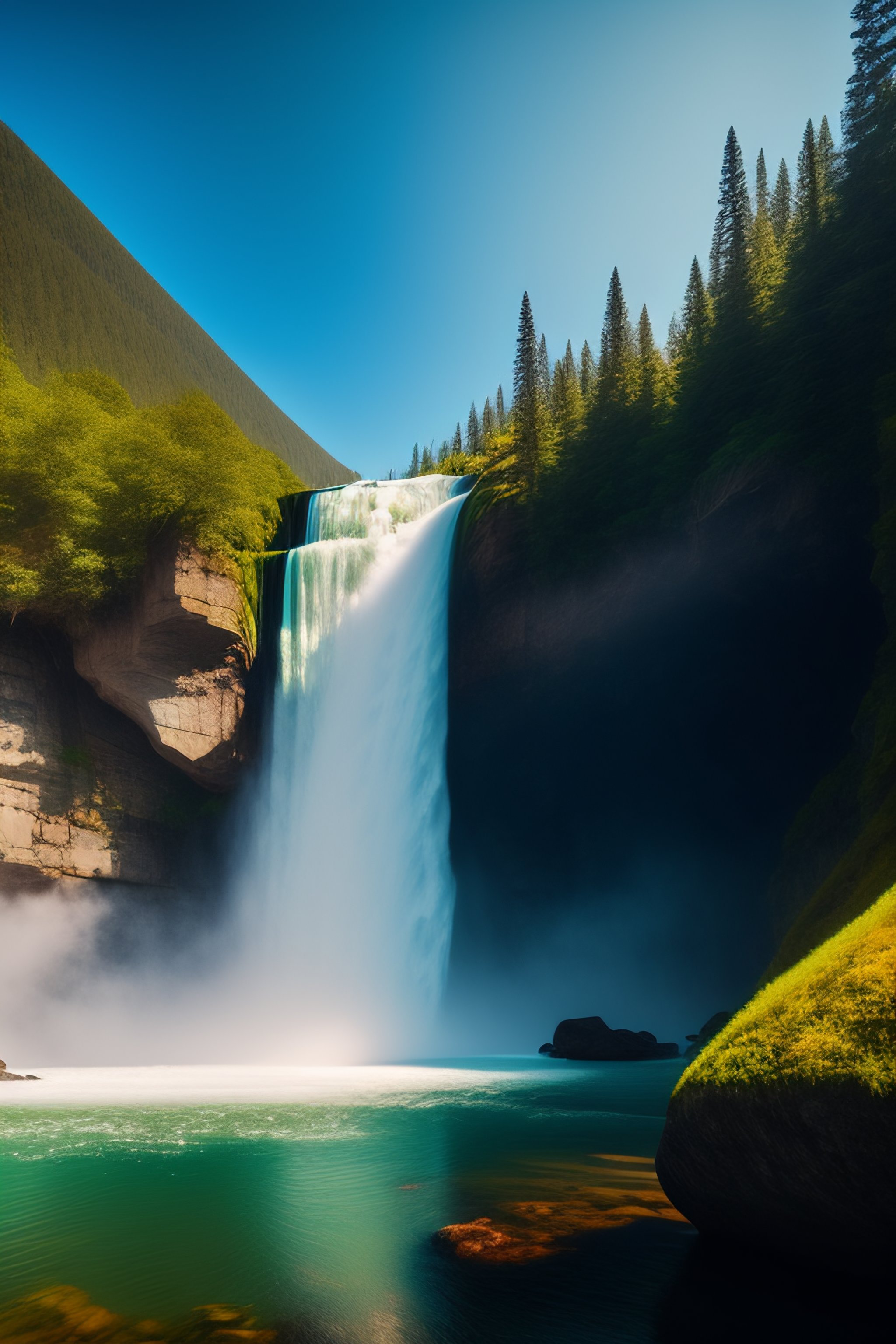 Lexica - Waterfalls in mountain