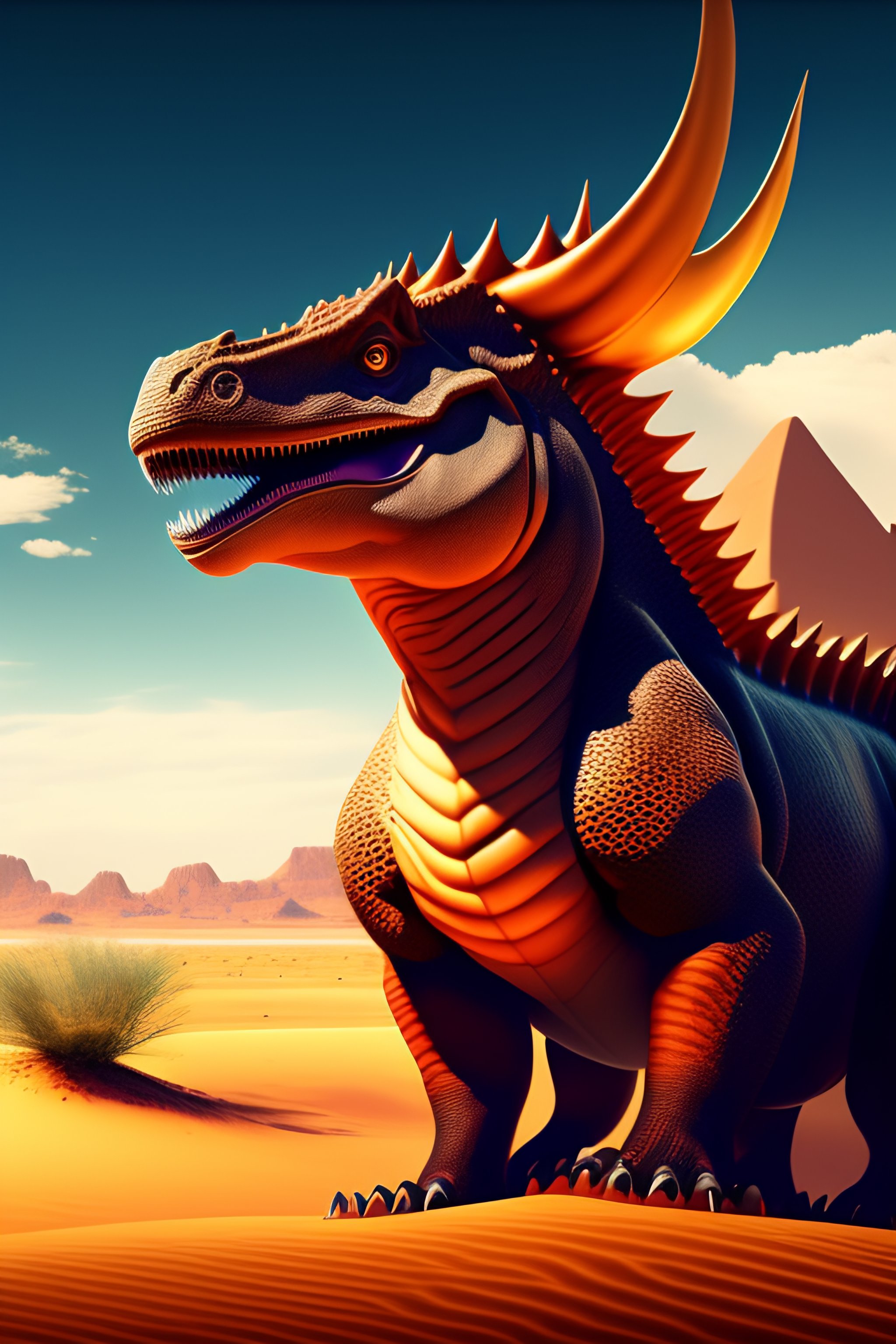 Lexica - Wallpaper dino hero in desert