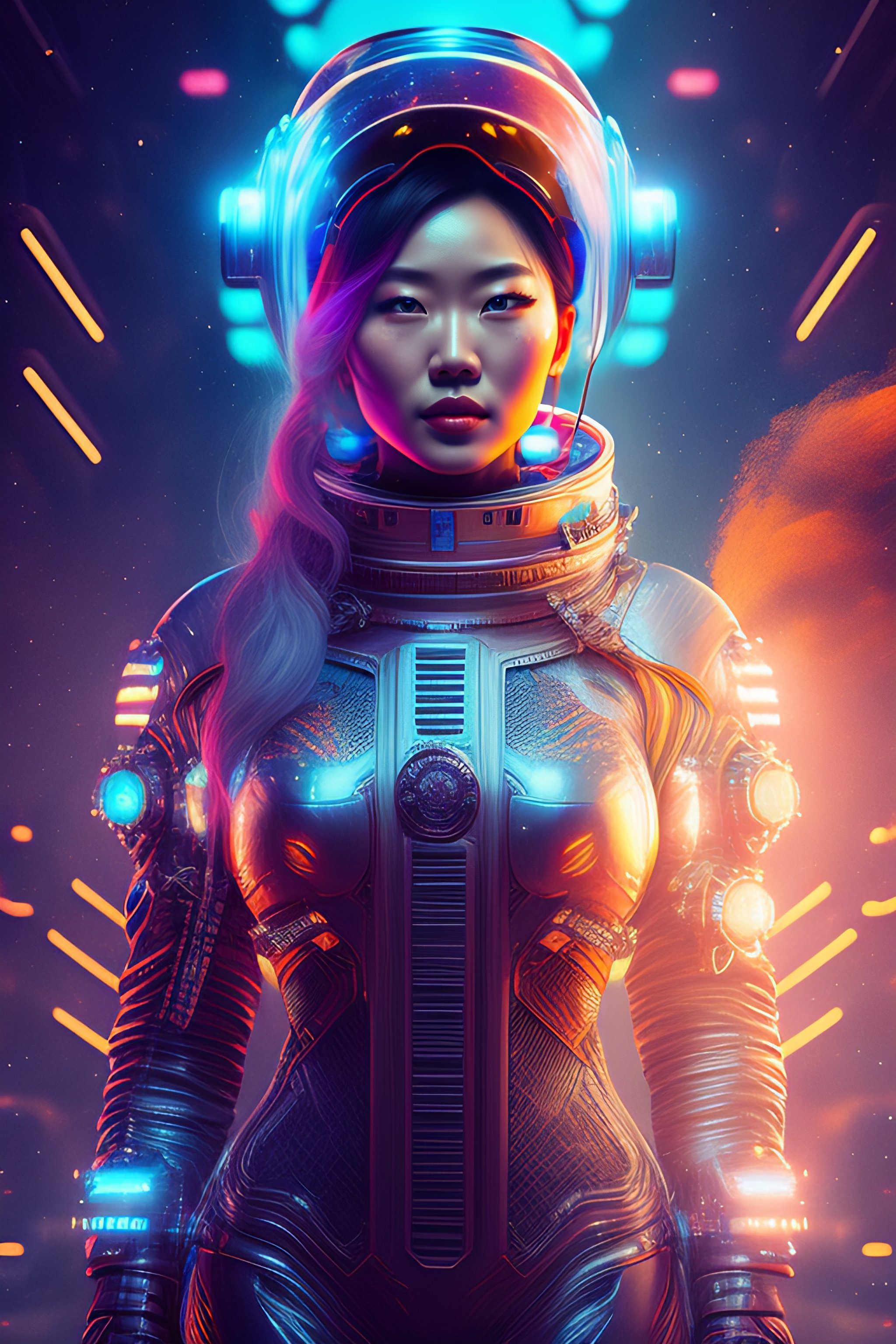 Lexica - Hyperrealistic portrait of a woman monster astronaut, full ...