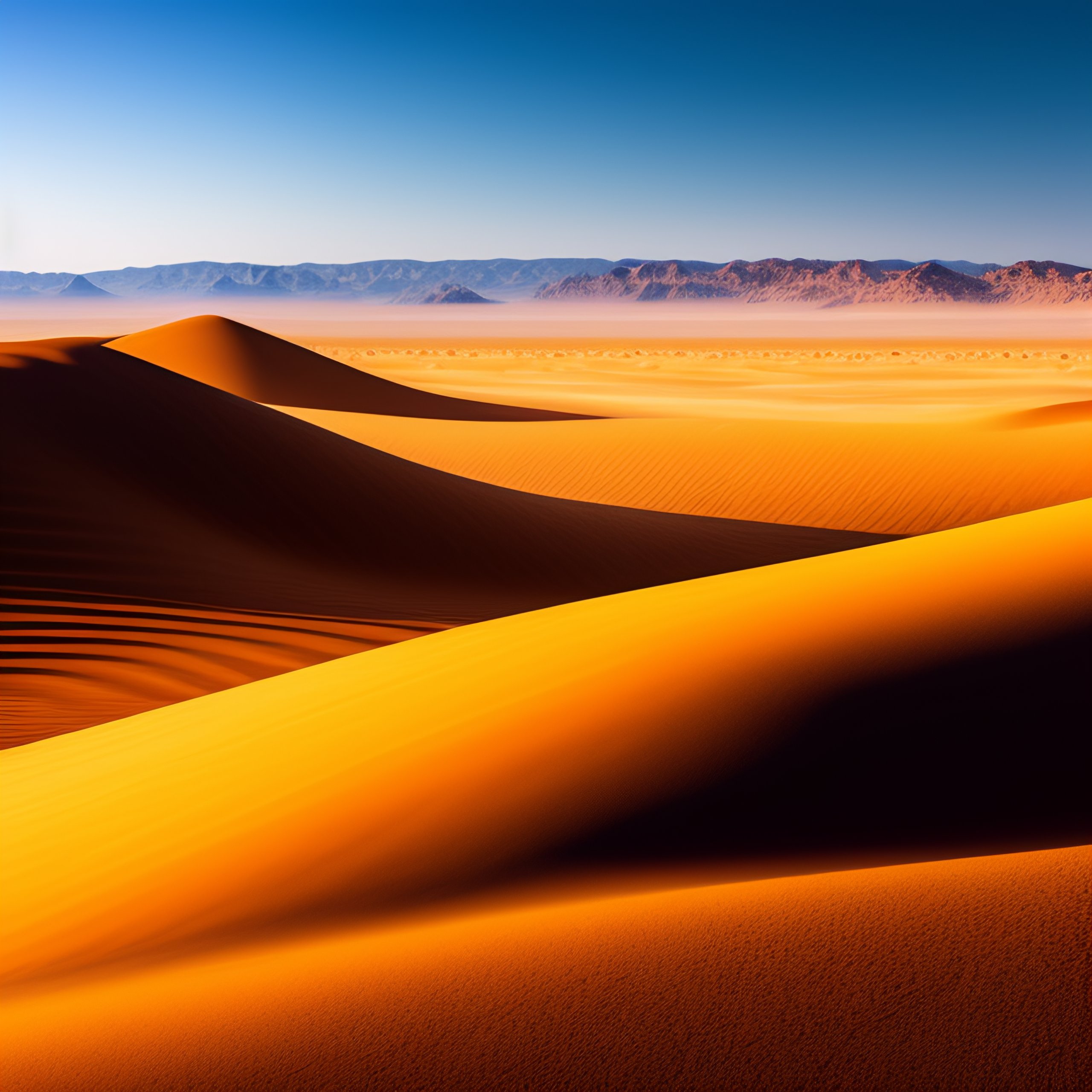Lexica - Desert landscape, golden-brown sand, dunes and ridges, clear ...