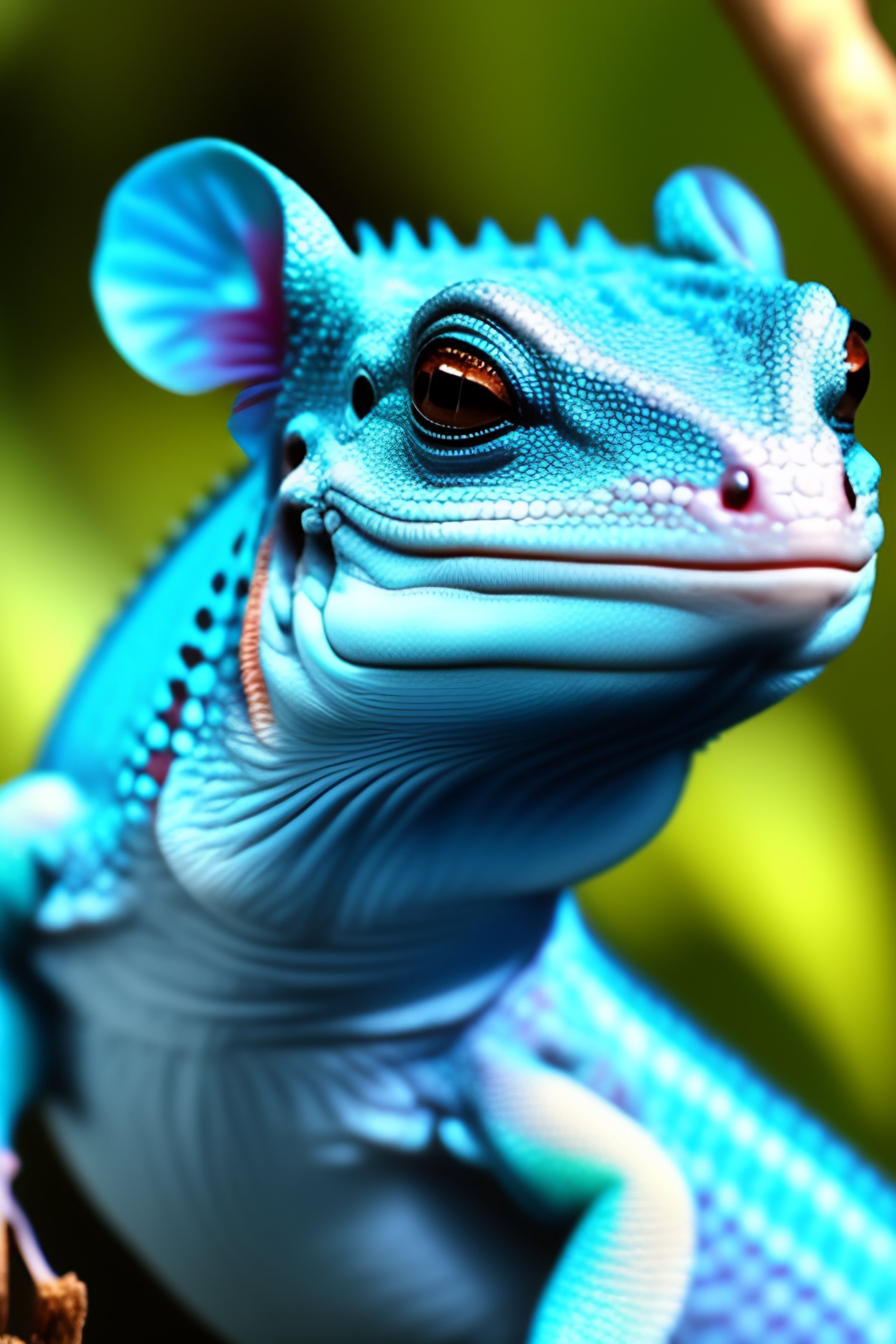 Lexica - An upright, light-blue, cartoon gecko, head bigger in ...
