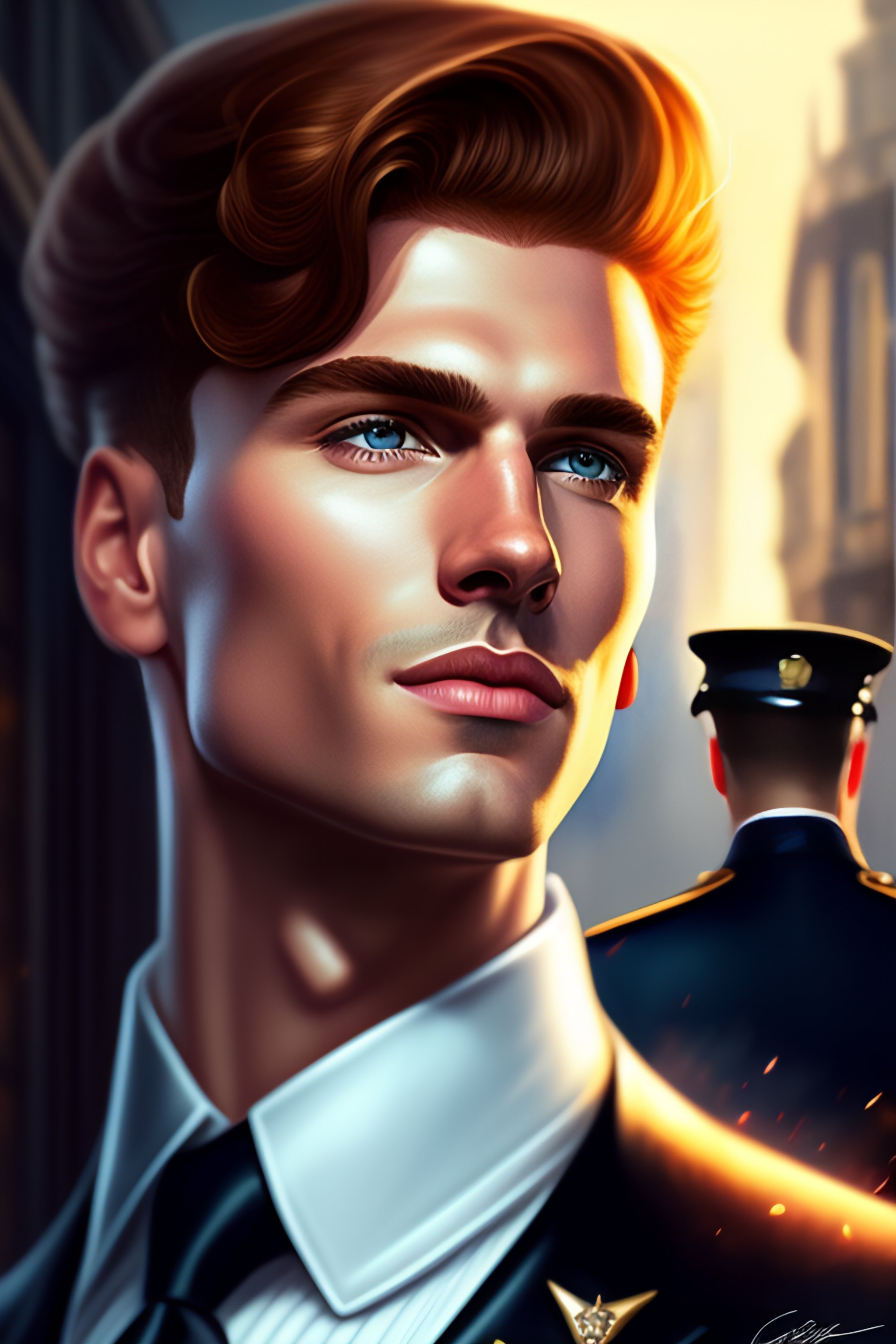 Lexica - Brunette male detective Infront, noir style, behind ginger ...