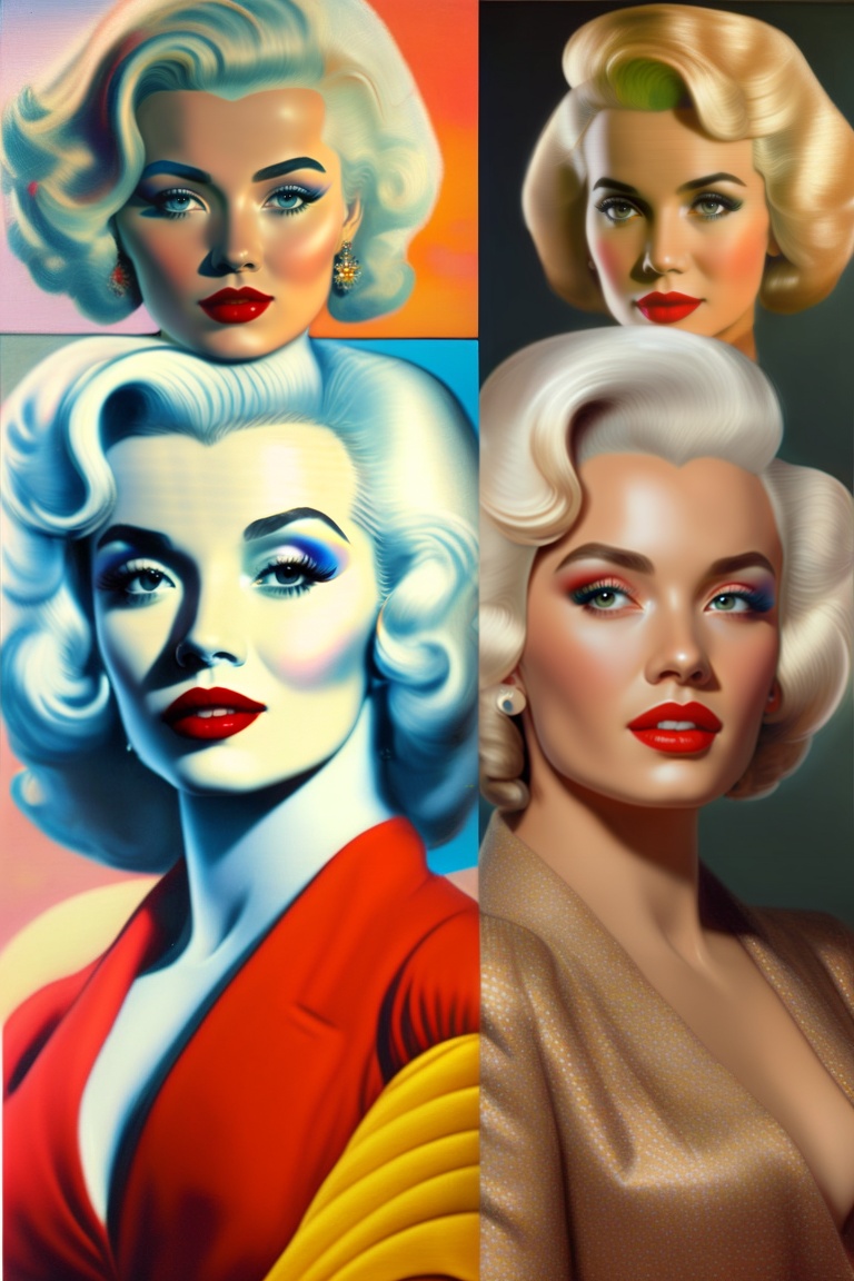 Lexica - Marylin Monroe, by Max Ernst and Murakami, cubism, dysopia