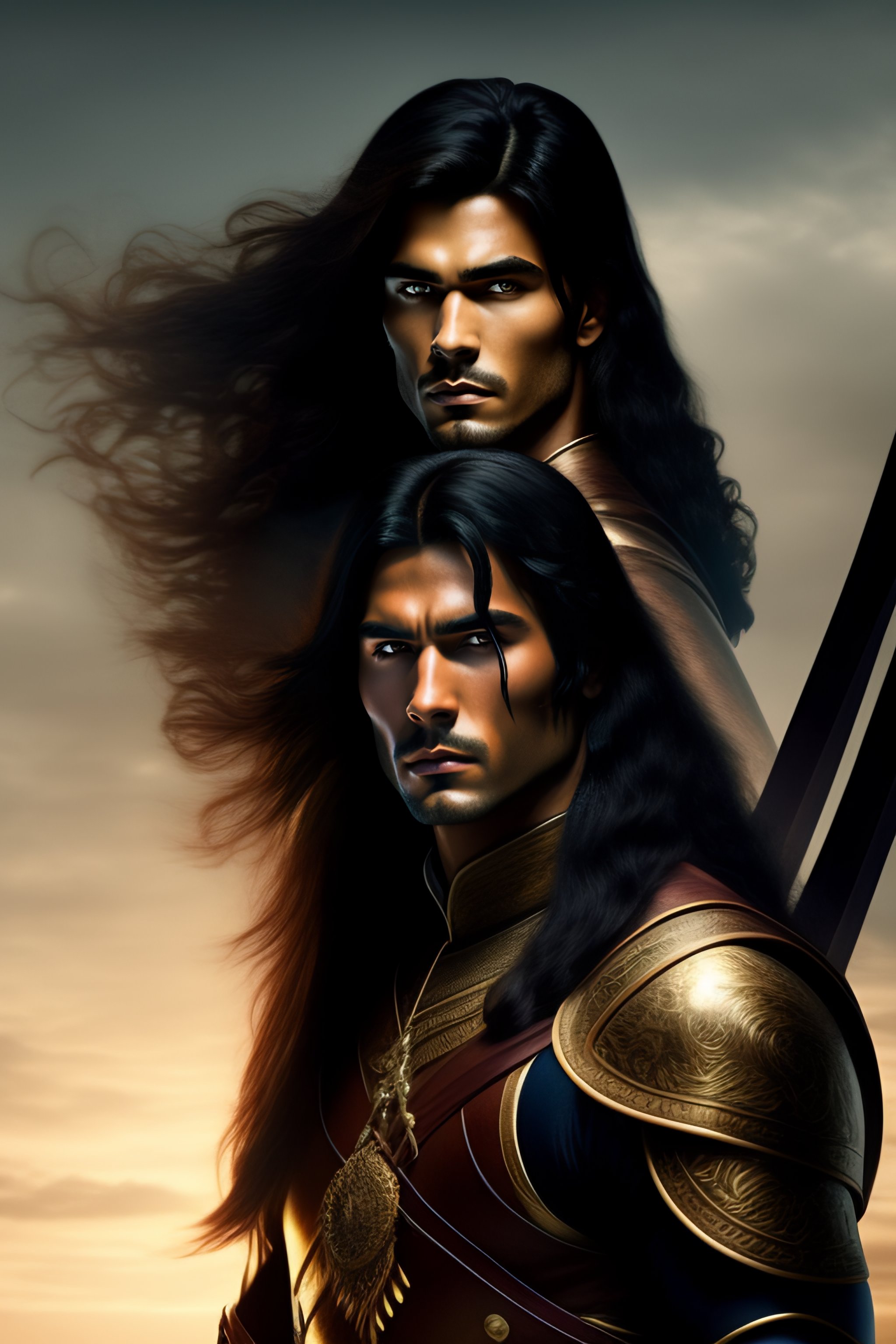 Lexica - Male archer with long black hair with a dark background